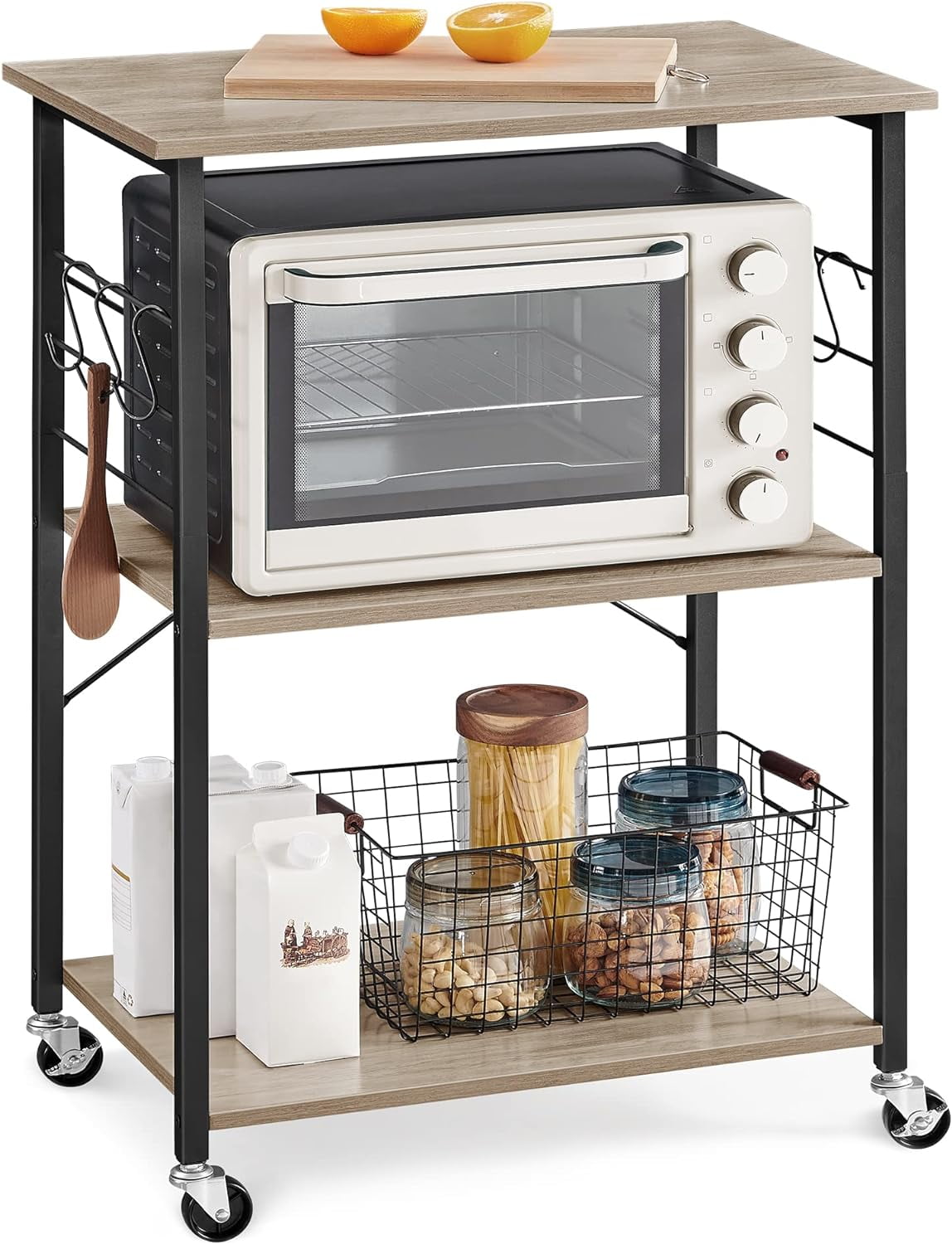 Kitchen Shelf on Wheels, Serving Cart with 3 Shelves, Kitchen Cart ...