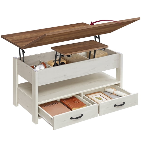 VASAGLE Lift Top Coffee Table, Center Table with Storage, Gas Spring, 2 ...