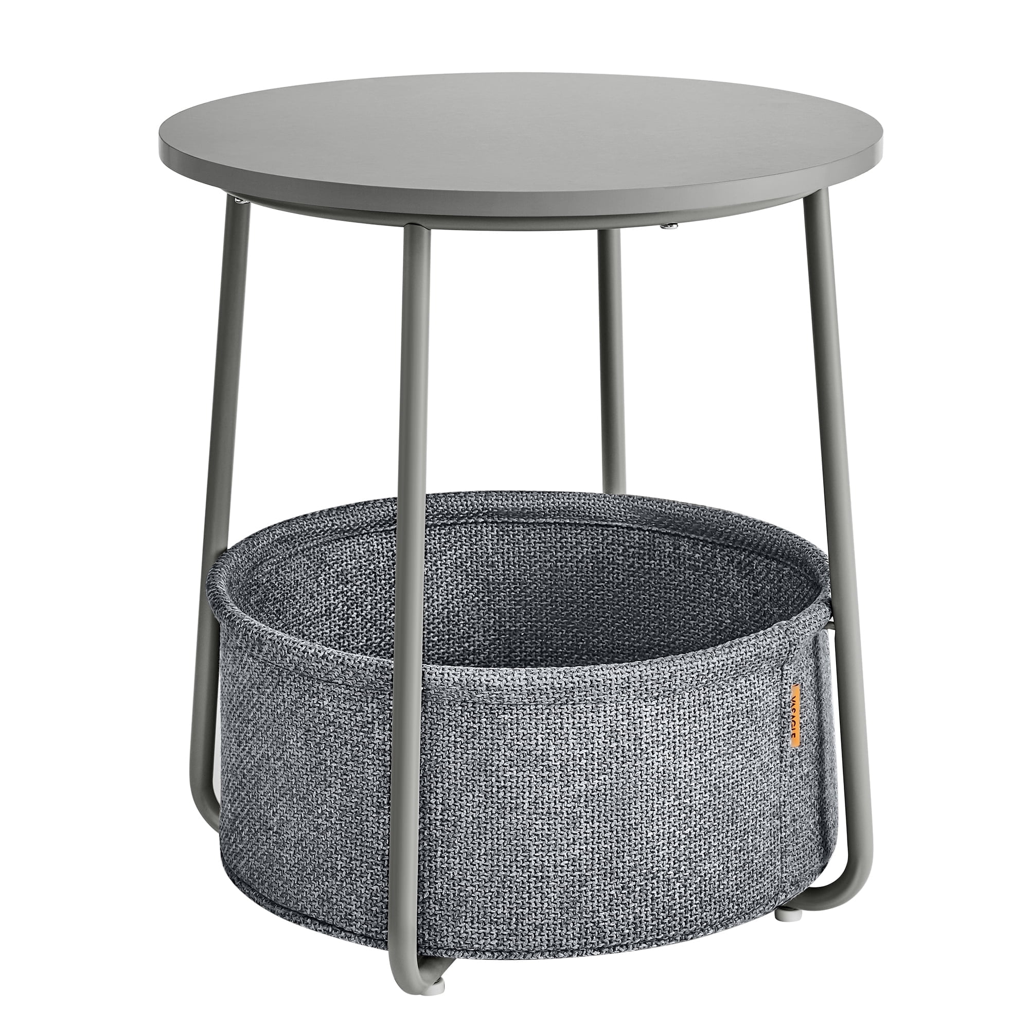 VASAGLE Storage Particleboard Round End Table, Dove Gray and Slate Gray ...