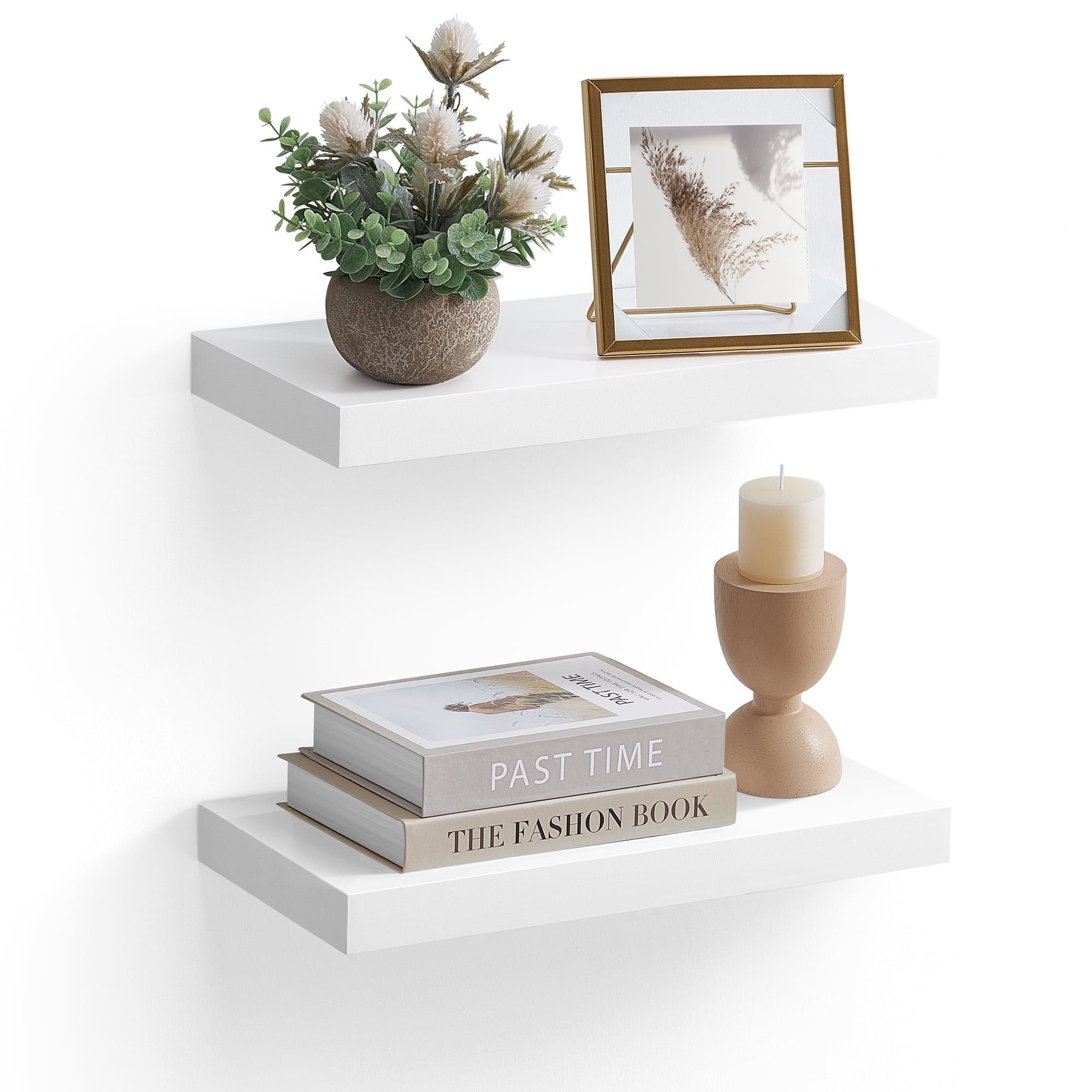 VASAGLE Set of 2 Floating Wall Shelves, White, 8 x 15.7 x 1.5 Inches ...