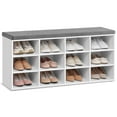 VASAGLE Shoe Bench with Cushion - White/Gray, 12 Compartments ...