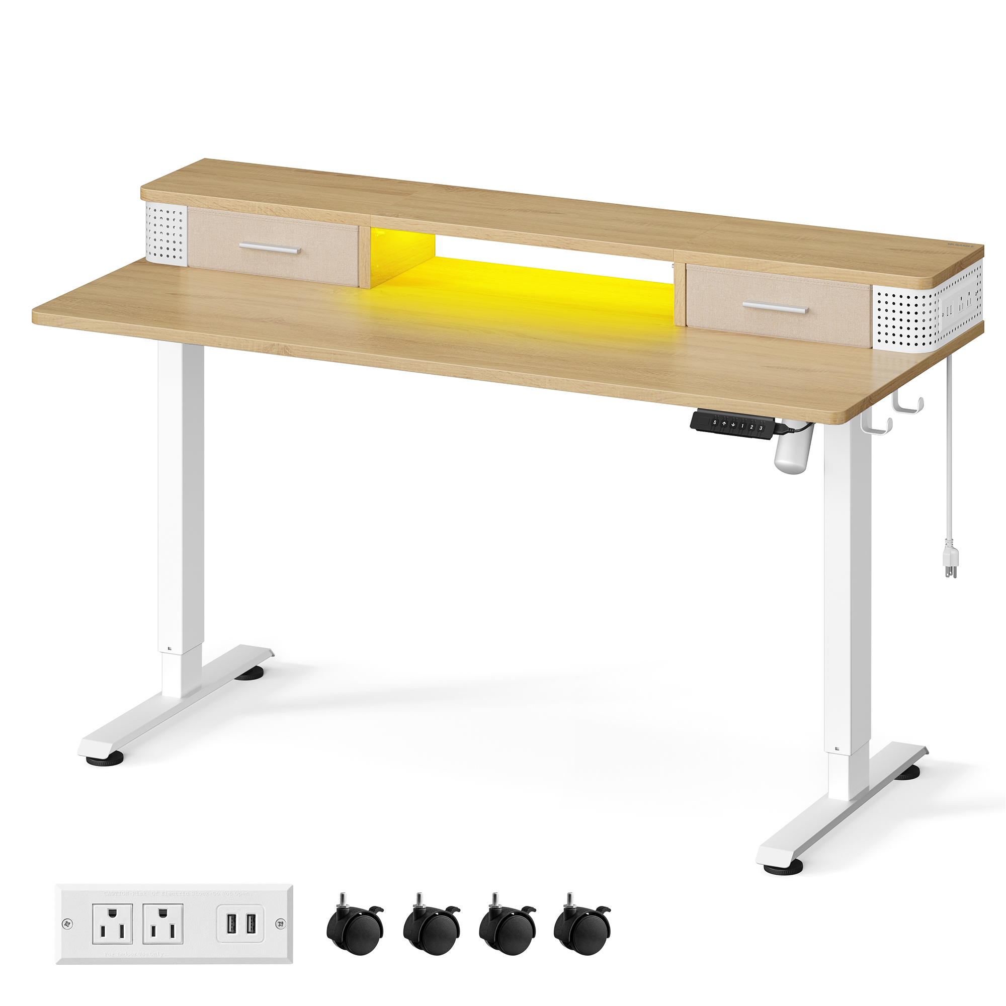 Electric Computer Desk, 23.6 x 55.1 Inches Adjustable Height Stand Desk ...