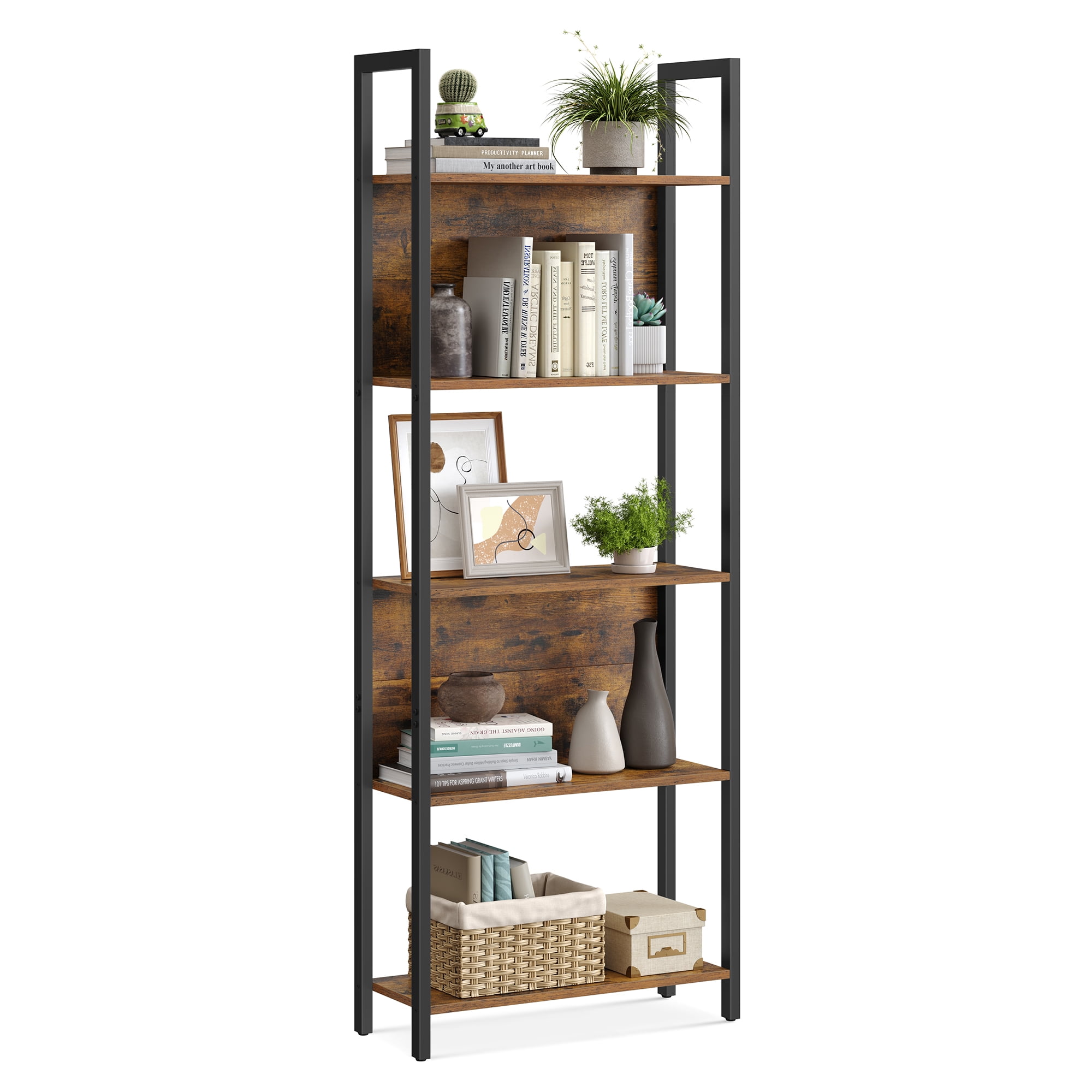 VASAGLE Storage Shelf, Bookshelf with 5 Shelves Steel Frame for Living ...