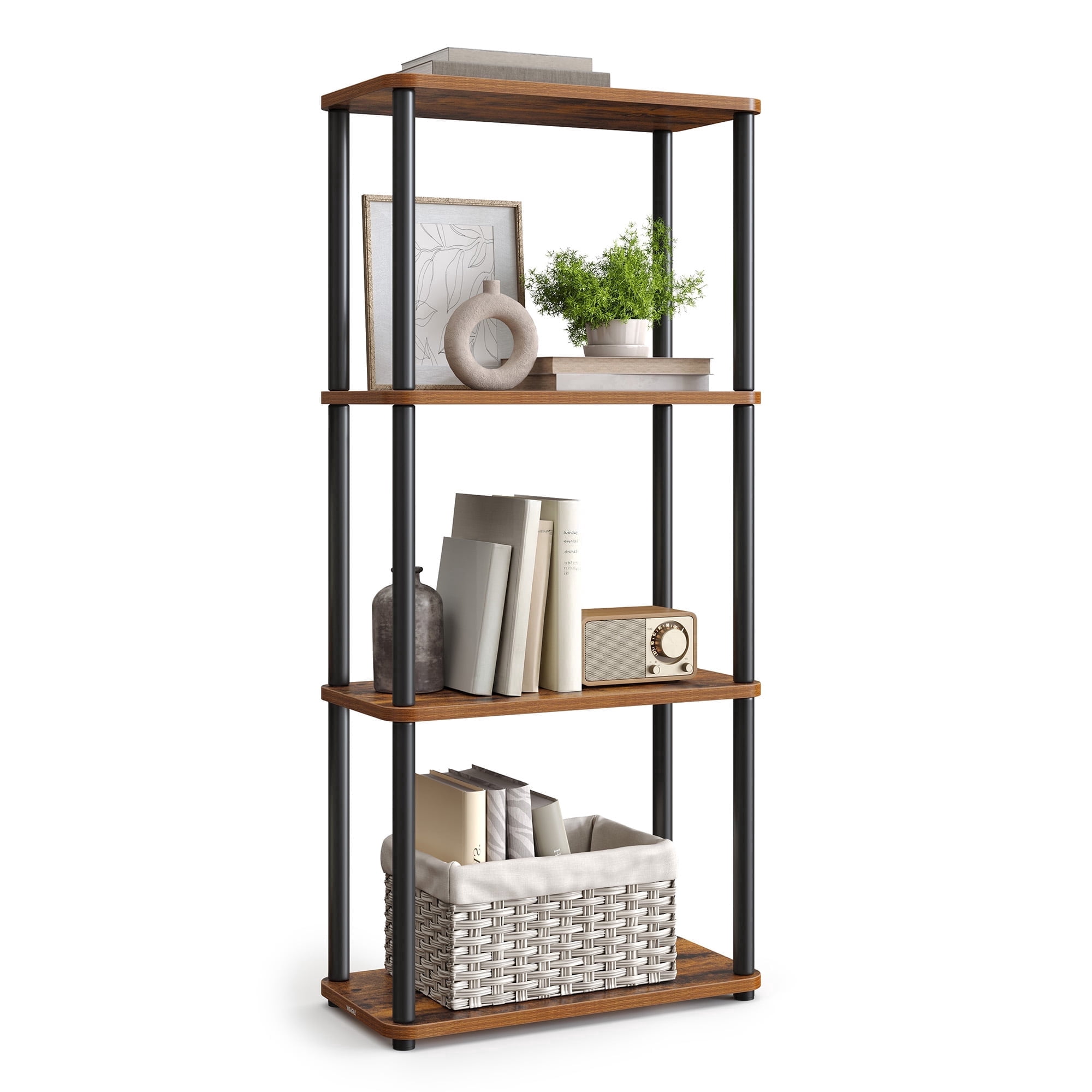 VASAGLE 4-Tier Shelf for Living Room, Standing Shelf, Bookshelf ...
