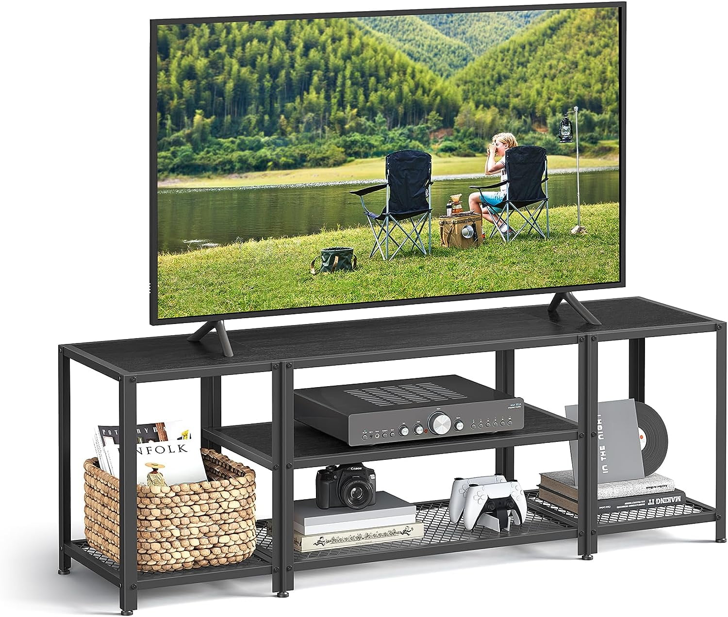 TV Stand Industrial Entertainment Center, Modern TV Console with Open ...