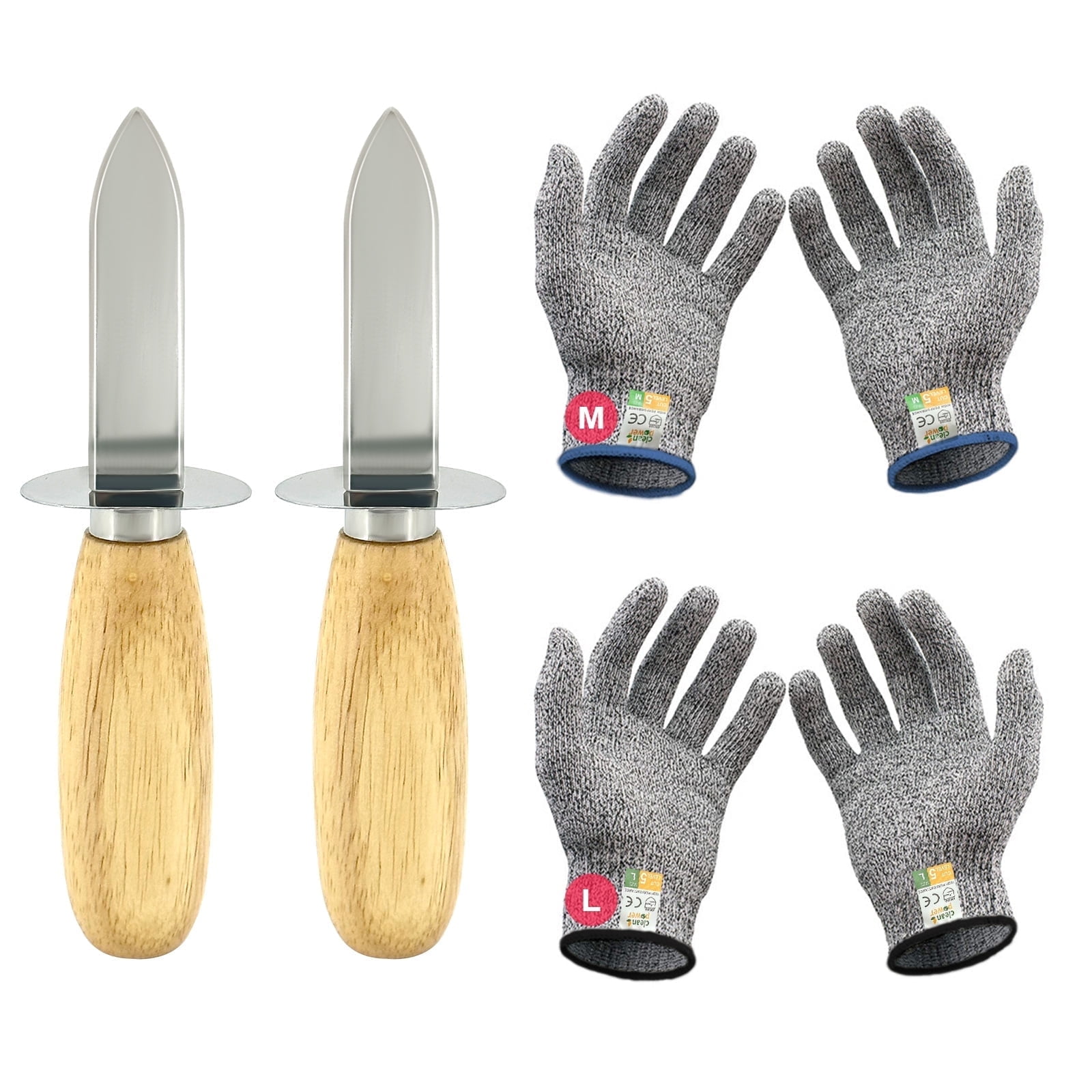 VASDEV Oyster Shucking Knife Set of 2 Stainless Steel Oyster Knifes and ...