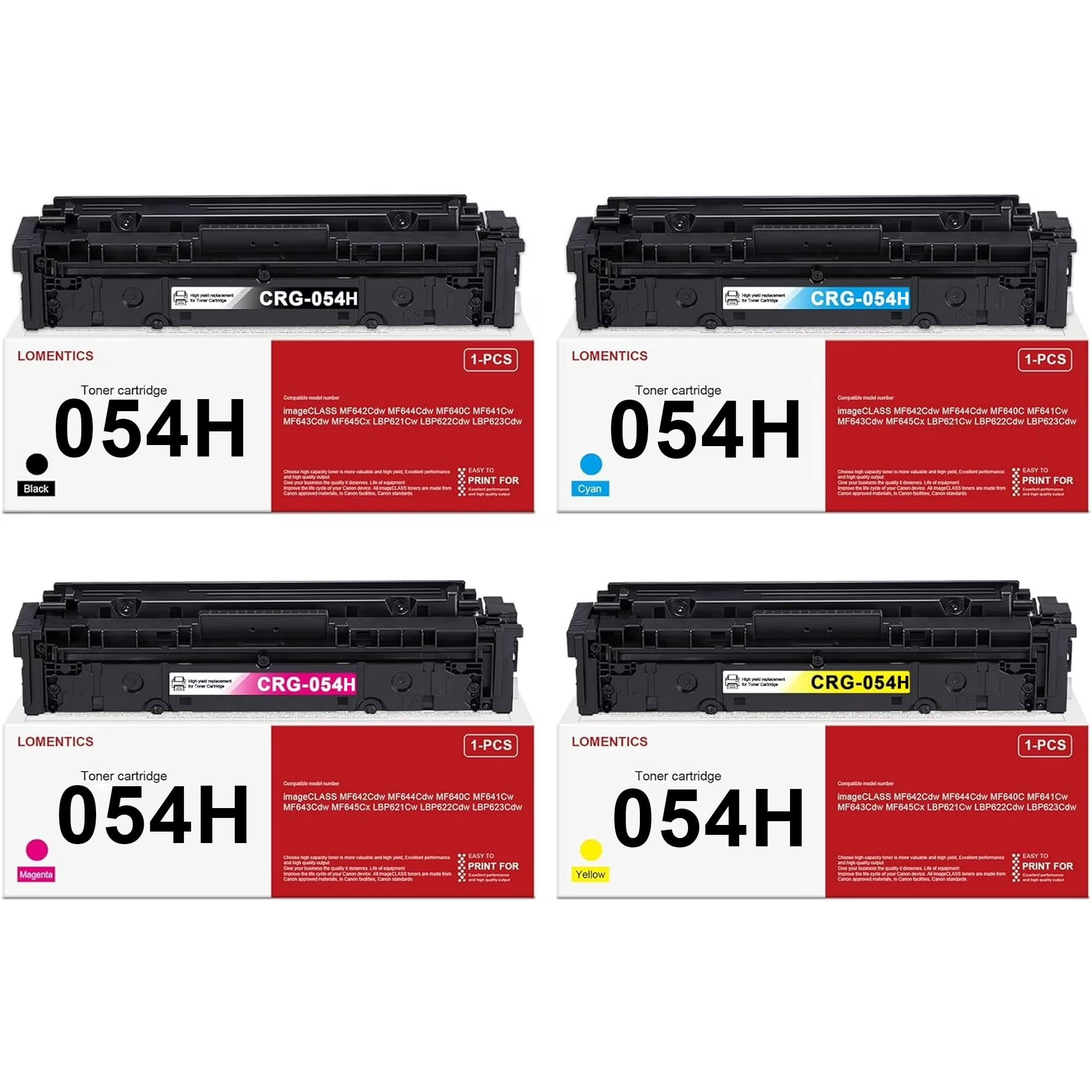 Loment 4-Pack 054 Toner Cartridges Set for Canon imageCLASS MF642Cdw ...
