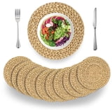 VASGOR 13" Woven Placemats Round Set Of 10 - Natural Water Hyacinth ...
