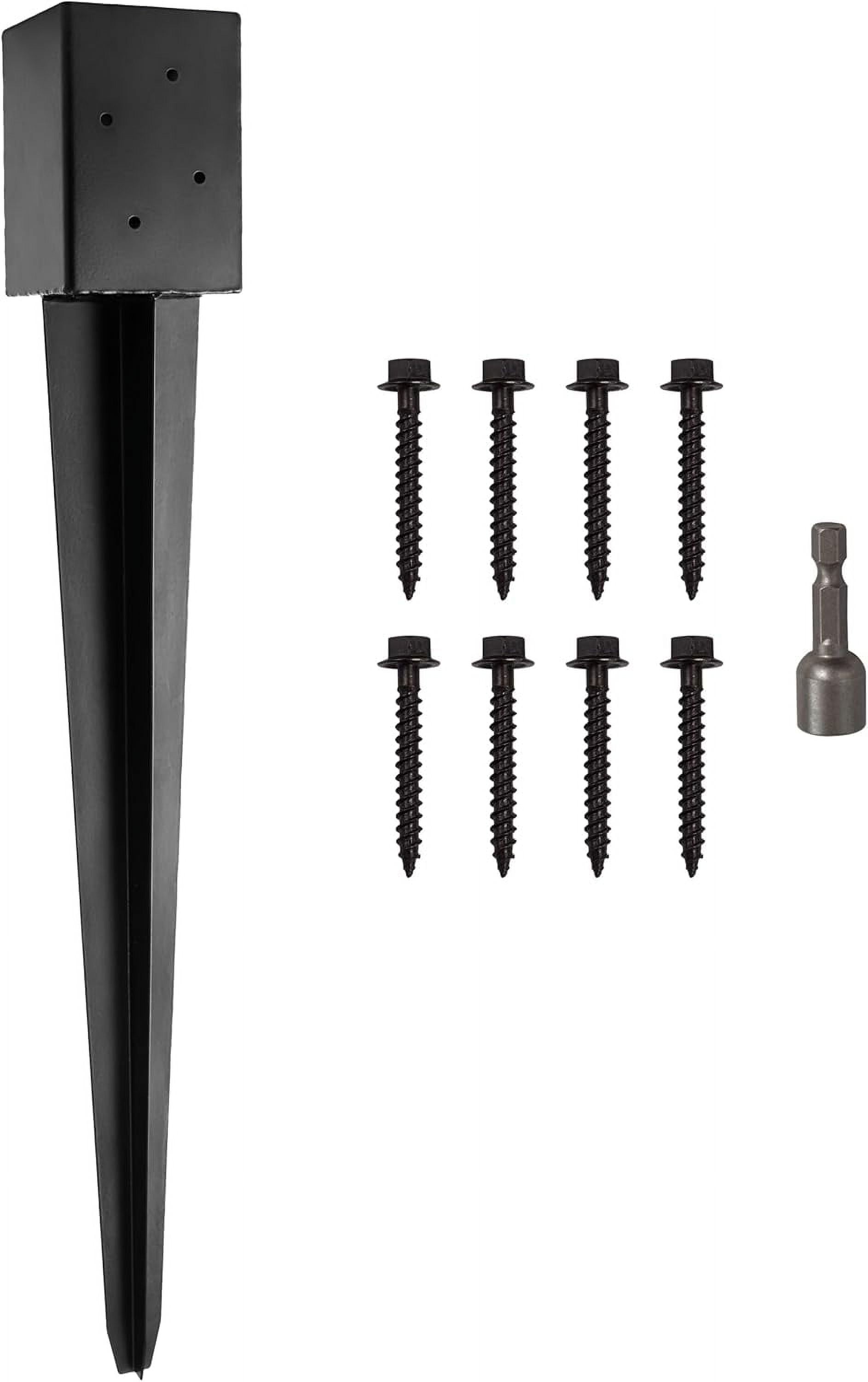 VASGOR 4x4 Fence Post Anchor Ground Spike 36” Length Metal Black Powder ...