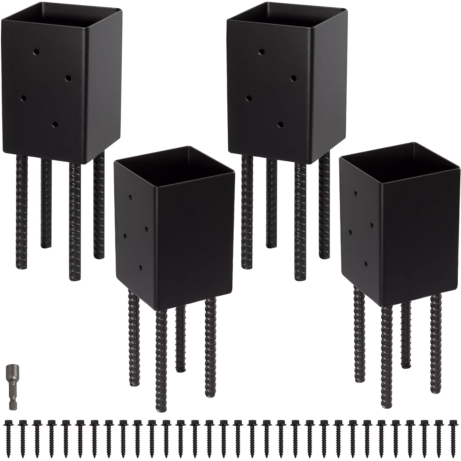 VASGOR 4x4 Post Base Holder Ground Spike Use for Concrete Deck - Post ...