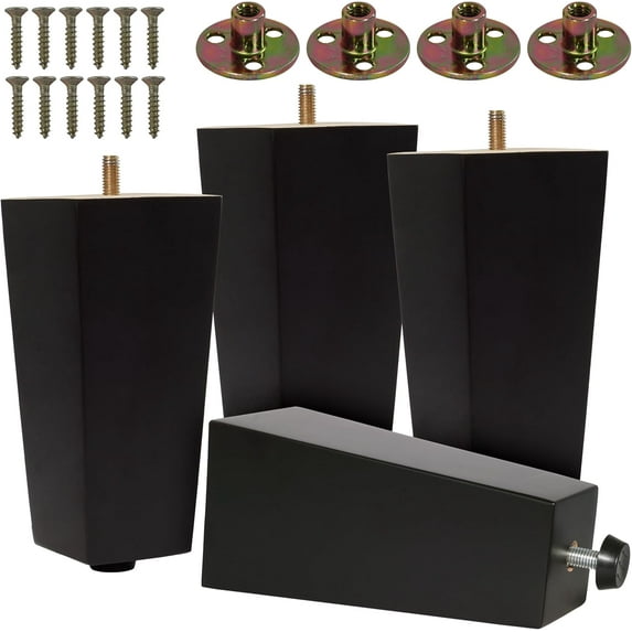 VASGOR 6 inch Wood Furniture Legs - Square Sofa Legs, Couch Leg - Brown ...