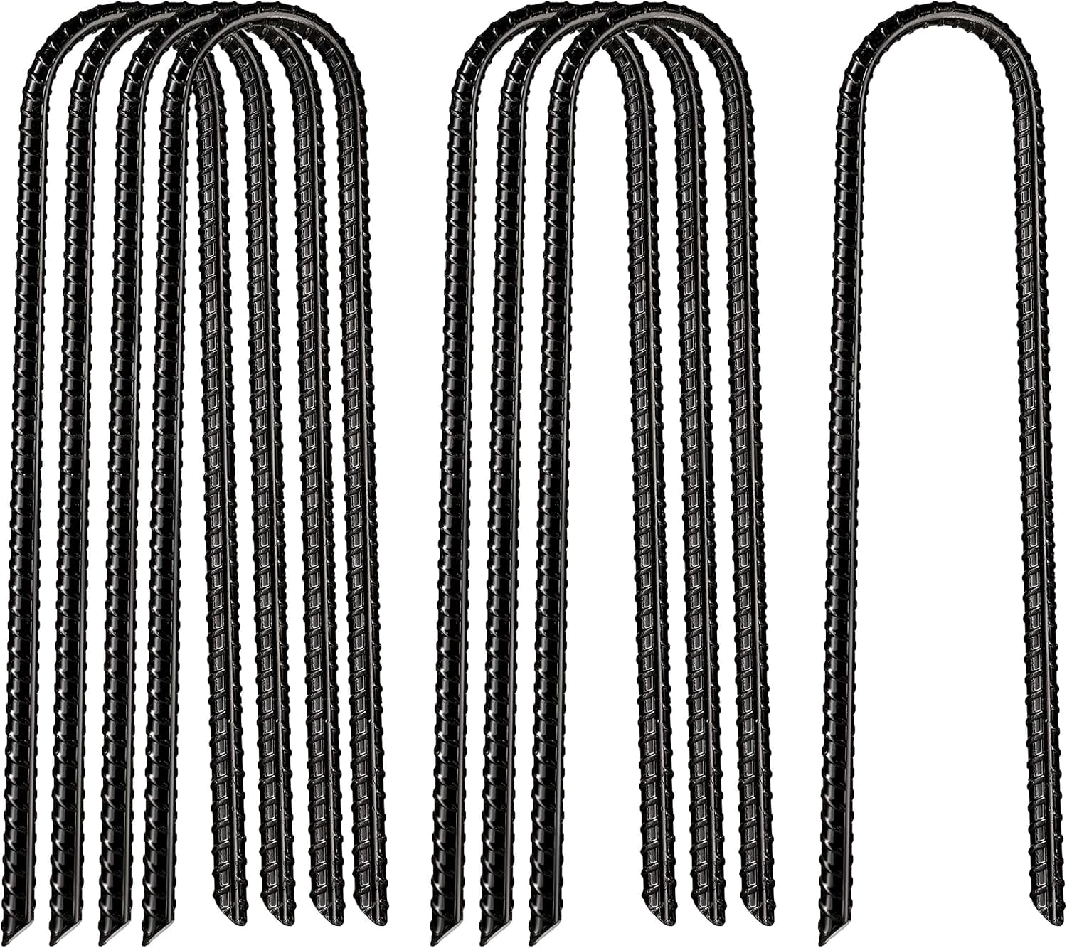 VASGOR 8Pcs 12” x 2” Trampolines Wind Stakes Black Powder Coated Rebar ...