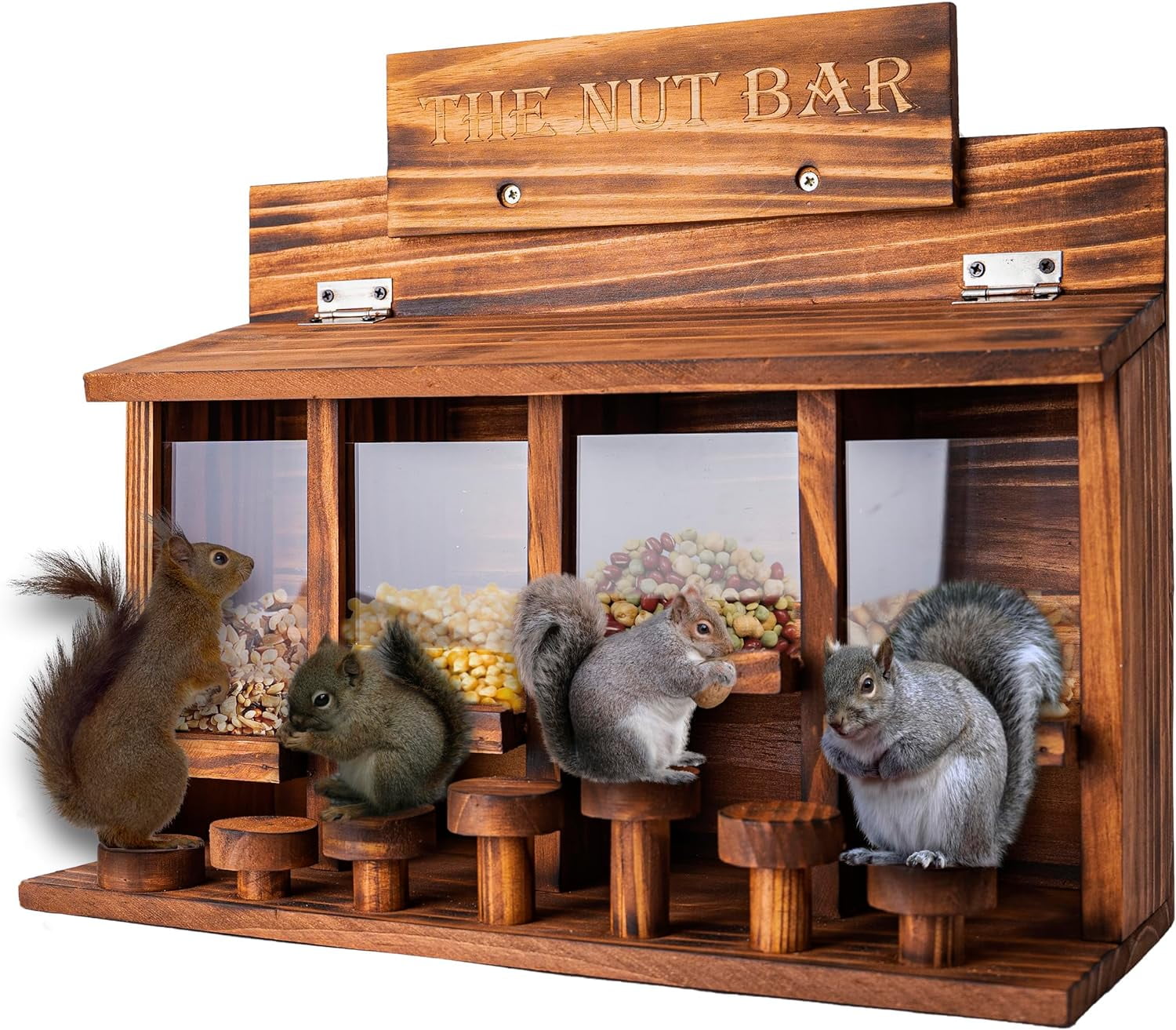 VASGOR Squirrel Feeder Table, Wooden Squirrel Picnic Table Feeder ...