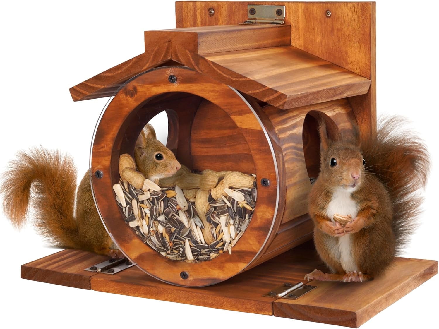 Vasgor Wood Squirrel Feeder, Outdoor Winter Wooden Chipmunk Feeder for ...