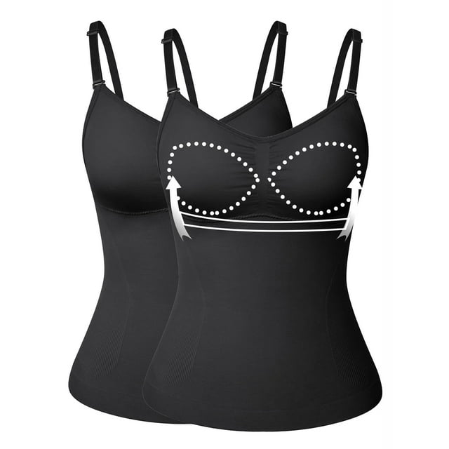 VASLANDA 2 Pack Women's Cami Shaper with Built in Bra Tummy Control ...