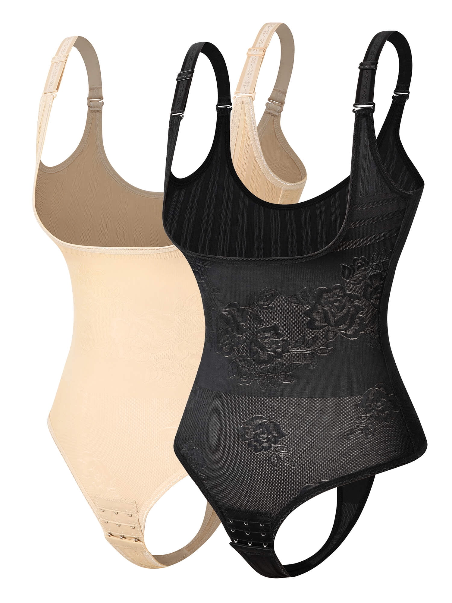 VASLANDA 2 Packs Shapewear for Women Tummy Control Thong Bodysuit Open ...