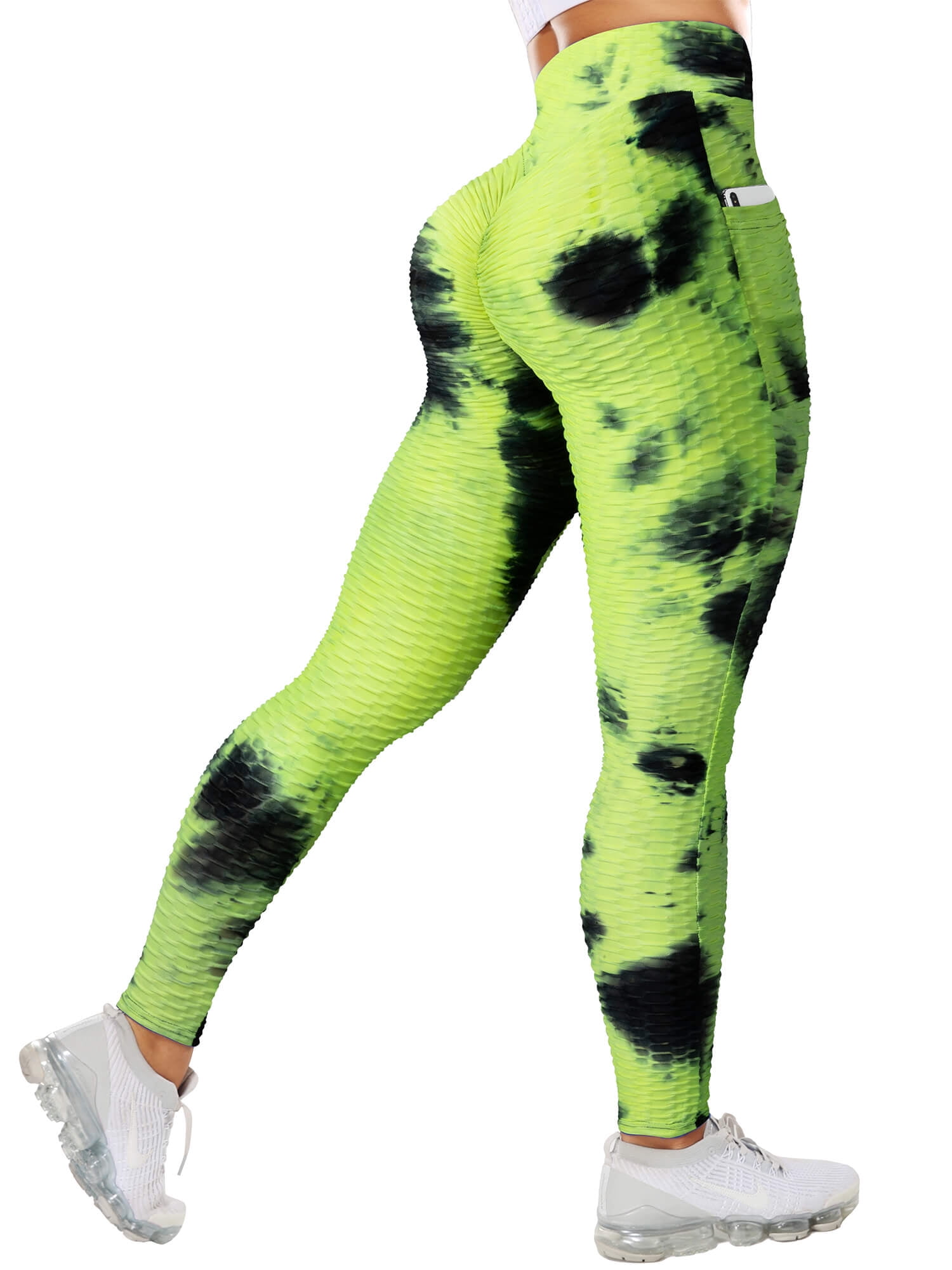 VASLANDA Women's High Waist Textured Yoga Pants Tummy Control Ruched ...