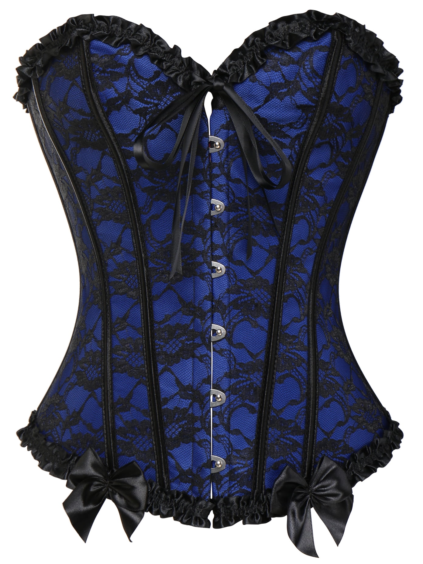 VASLANDA Women's Lace up Boned Sexy Plus Size Overbust Corset Bustier ...