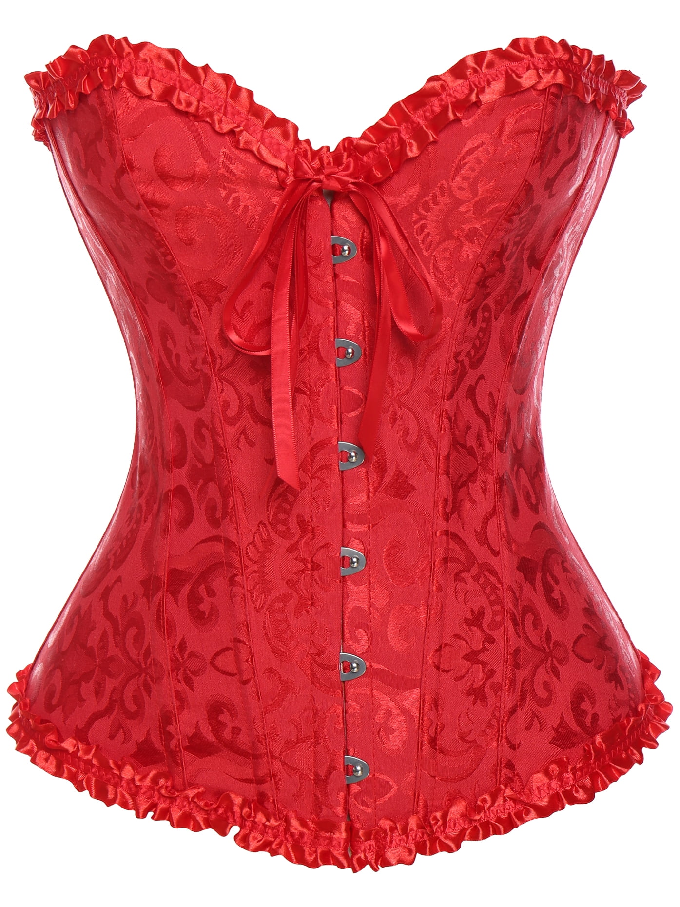 VASLANDA Women's Lace up Boned Sexy Plus Size Overbust Corset Bustier ...