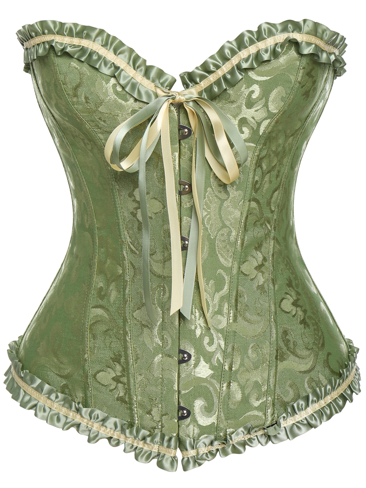 VASLANDA Women's Lace up Boned Sexy Plus Size Overbust Corset Bustier ...