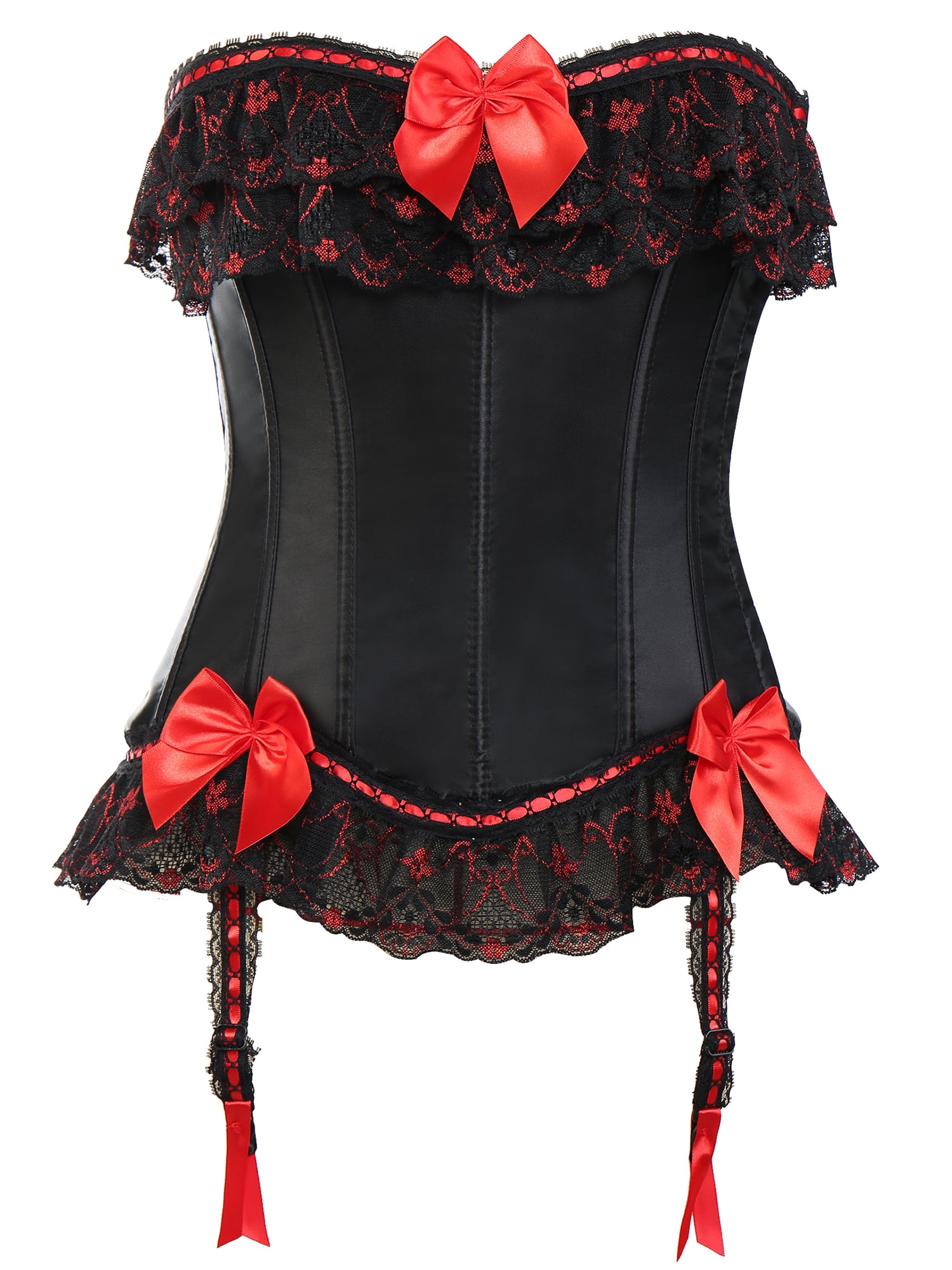 VASLANDA Women's Lace up Boned Sexy Plus Size Overbust Corset Bustier ...