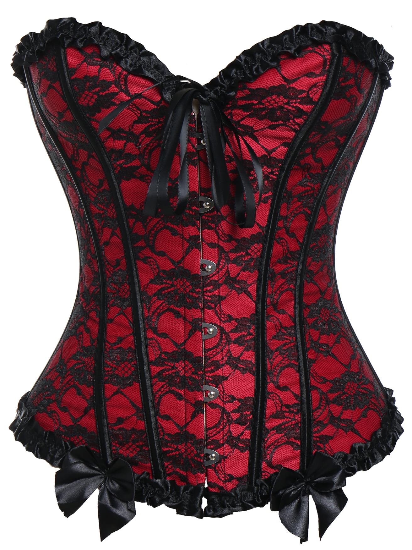 VASLANDA Women's Lace up Boned Sexy Plus Size Overbust Corset Bustier ...