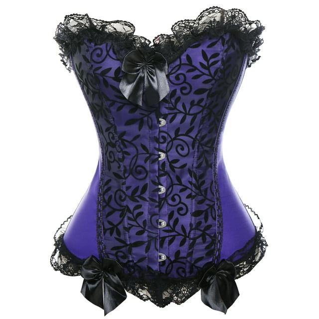 VASLANDA Women's Lace up Boned Sexy Plus Size Overbust Corset Bustier ...