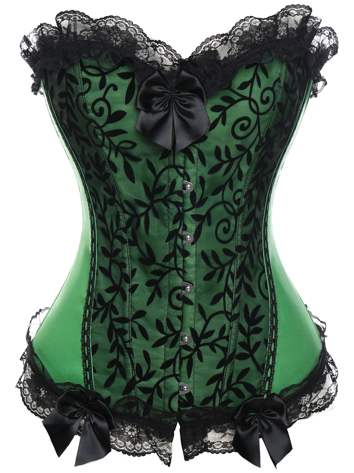 VASLANDA Women's Lace Up Boned Sexy Plus Size Overbust Corset Bustier ...