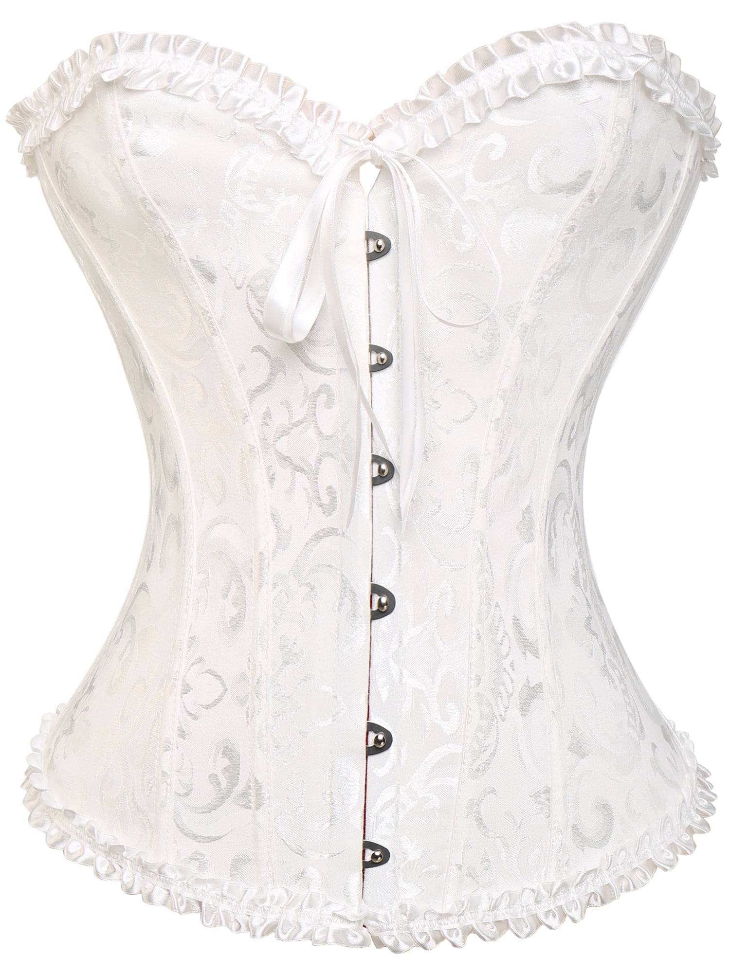 VASLANDA Women's Lace up Boned Sexy Plus Size Overbust Corset Bustier ...