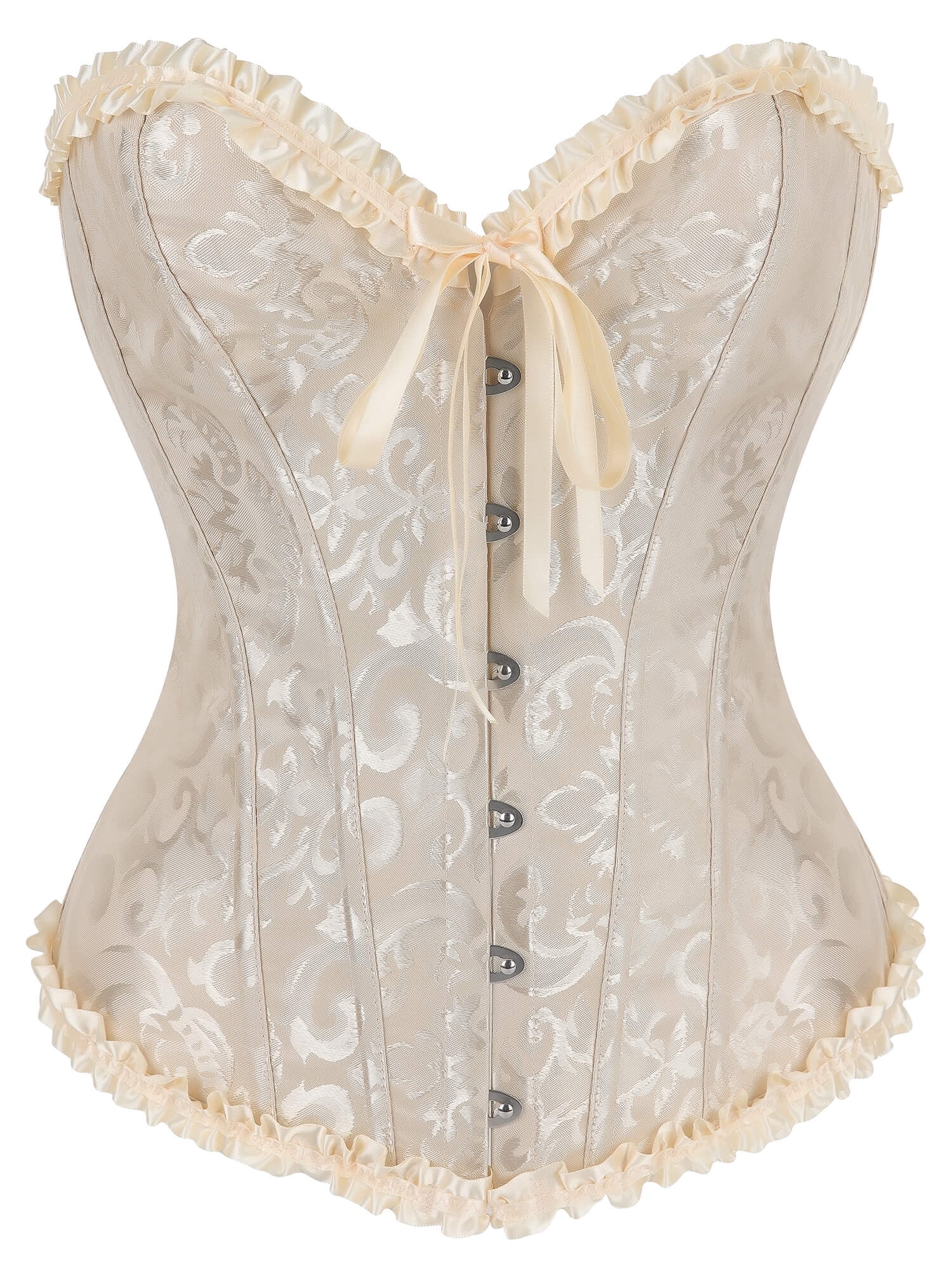 VASLANDA Women's Lace up Boned Plus Size Overbust Corset Bustier Top ...