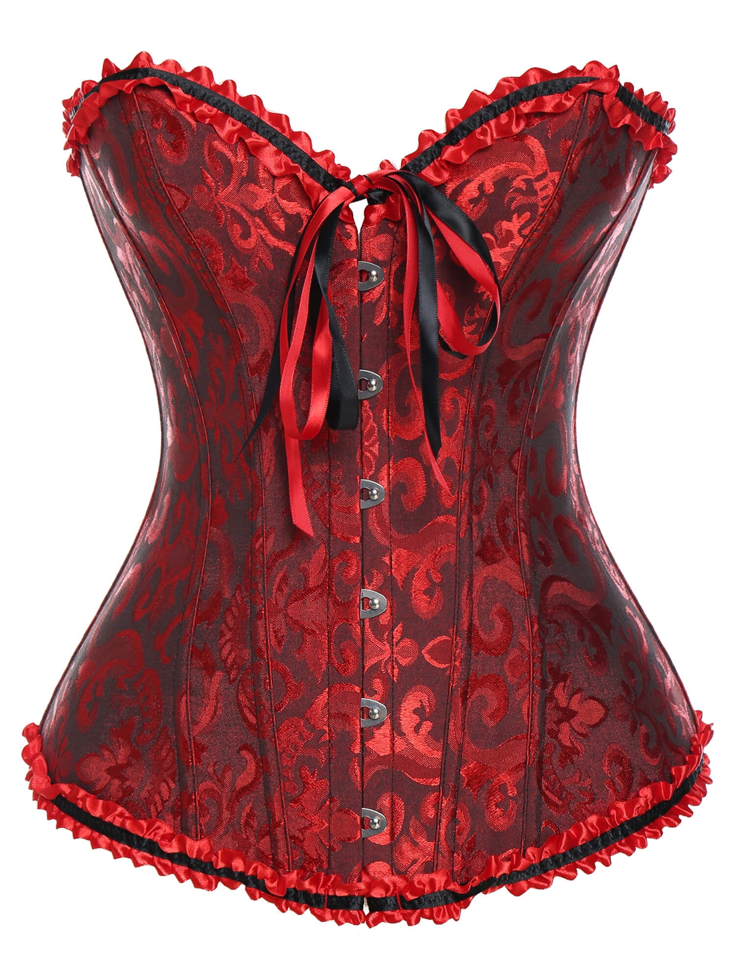 VASLANDA Women's Lace up Boned Plus Size Overbust Corset Bustier Top ...