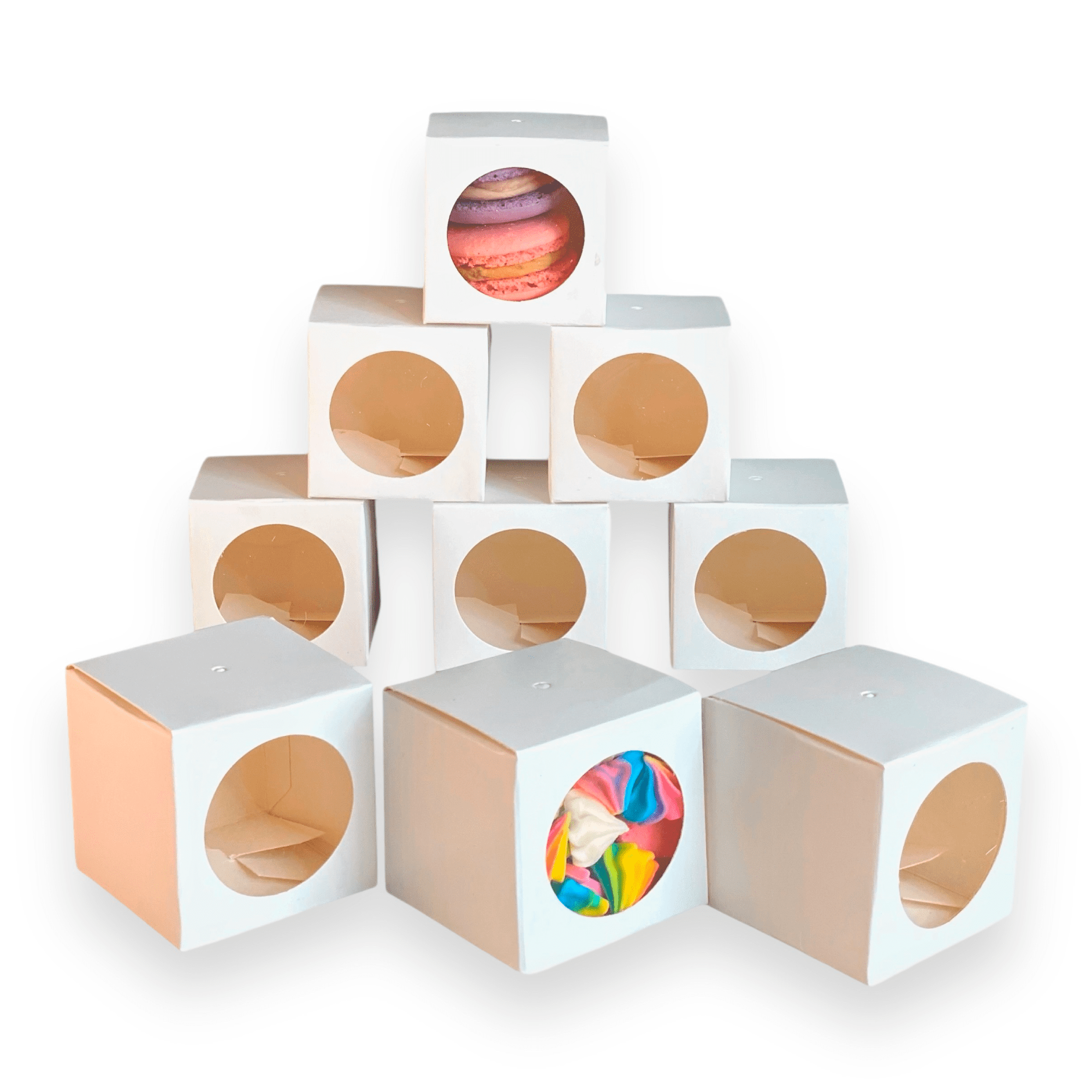 VASSAPACK 40 Pcs 2.36x2.36x2.36 Inches Premium White Macaron Boxes with ...
