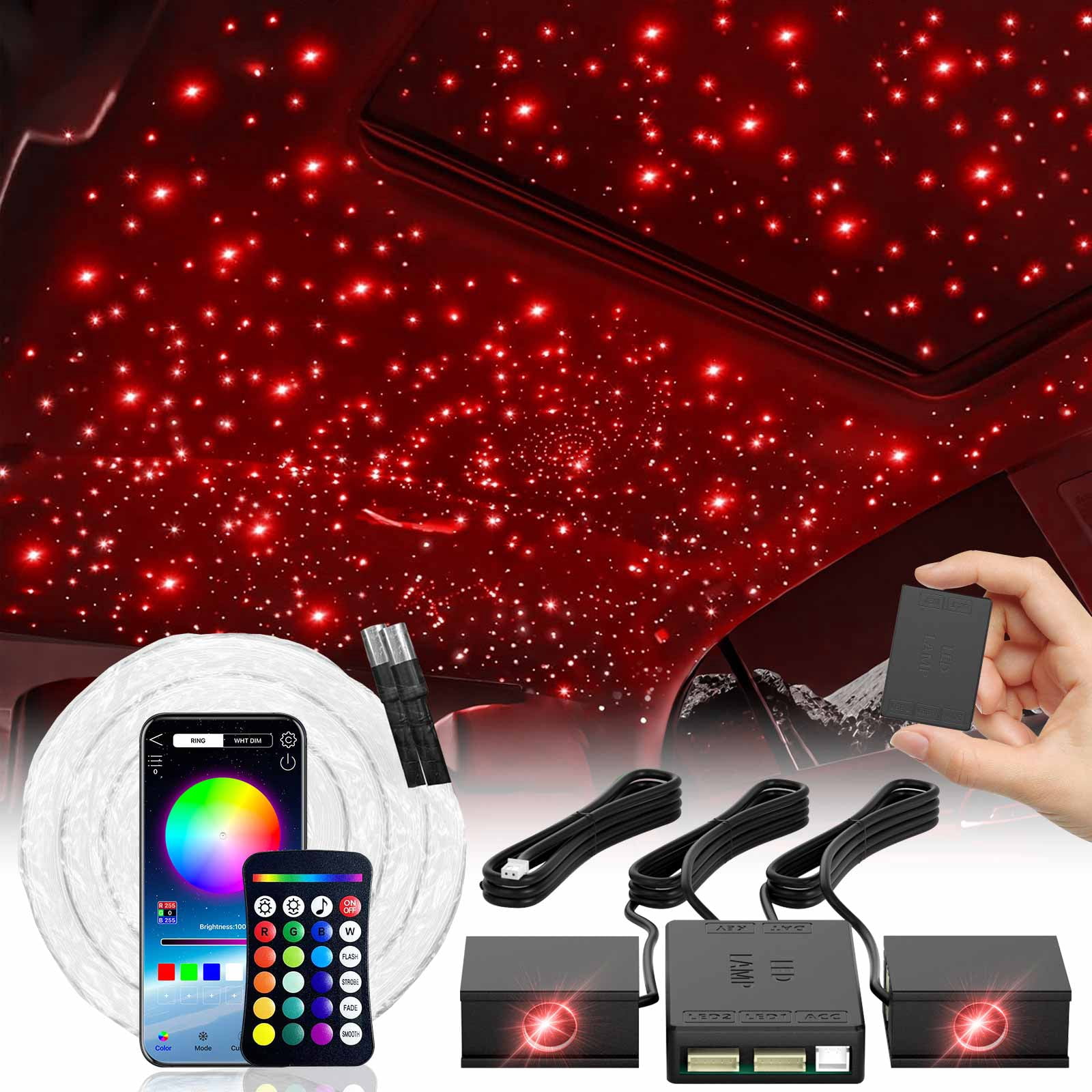 VASTFIRE Split Starlight Headliner Kit - 600pcs 0.02in 4.9ft Fiber ...