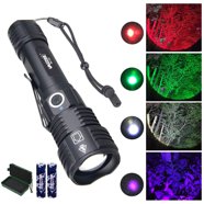 Rechargeable Red Green White Led Flashlight Tactical Torch Lamp with ...