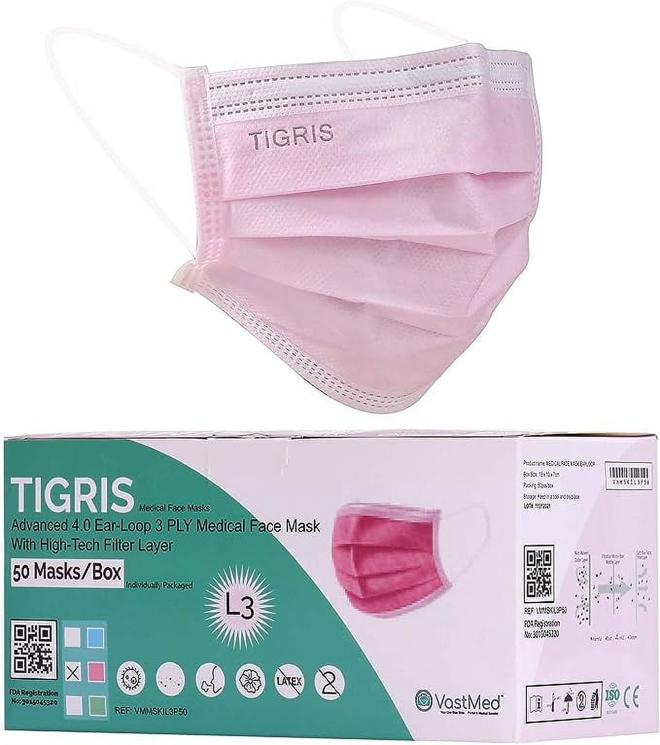 VASTMED 150PCs Dental Medical Grade Tigris Level 3 Earloop Mask 4.0g ...