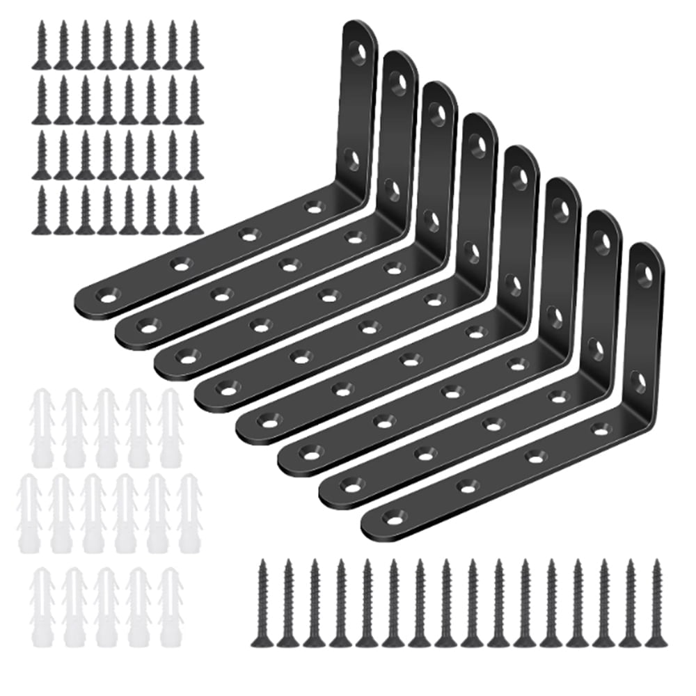 VATENICK 8 Pcs Black Corner Bracket Heavy Duty Shelf Brackets 5 x 3 ...