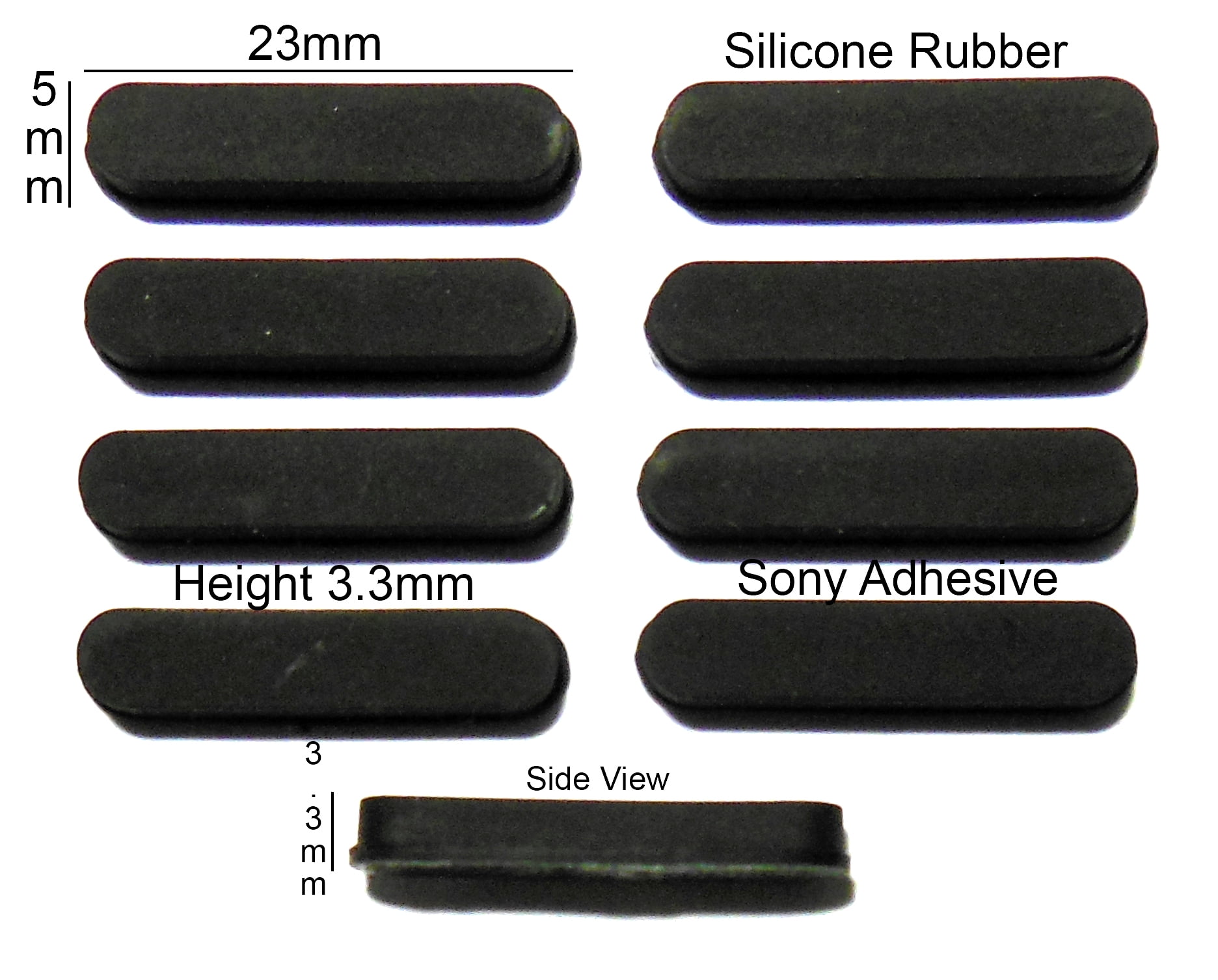 VATH Self Adhesive Silicone Rubber Feet 23mm(L) x 5mm(W) x 3.3mm(H ...