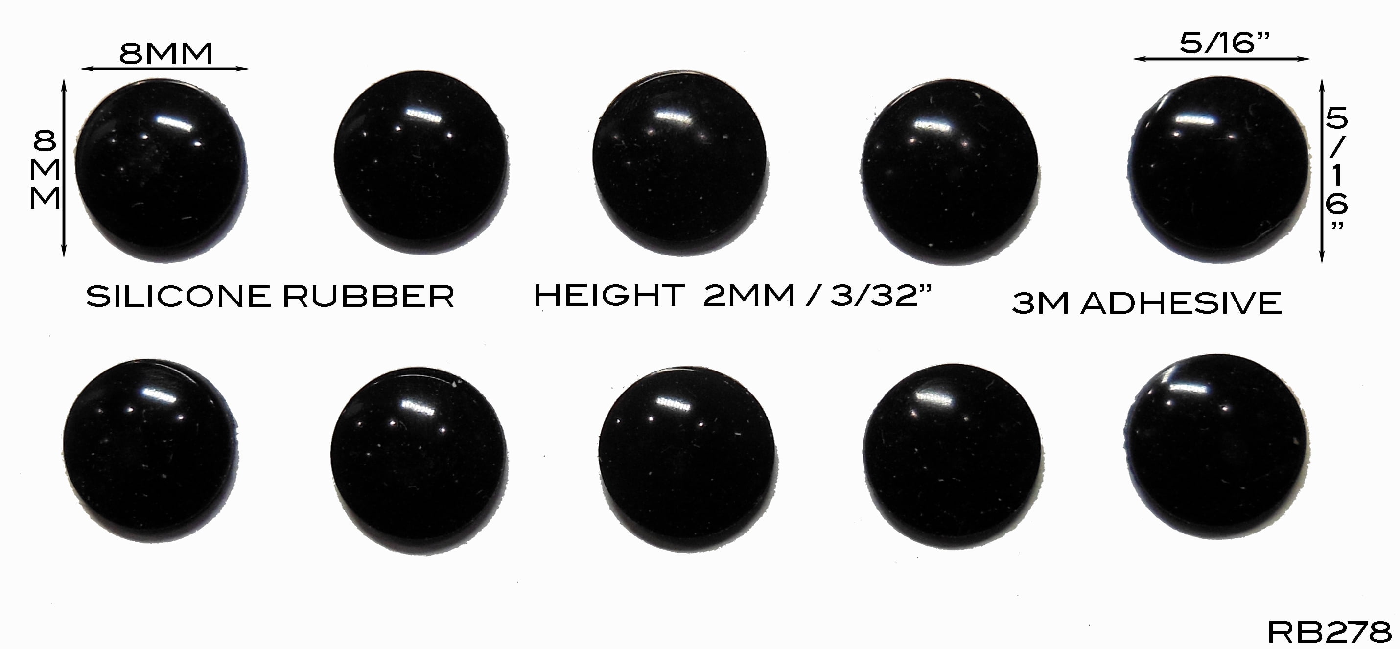 VATH Self Adhesive Silicone Rubber Feet 8mm(L) x 8mm(W) x 2mm(H) [RB278 ...