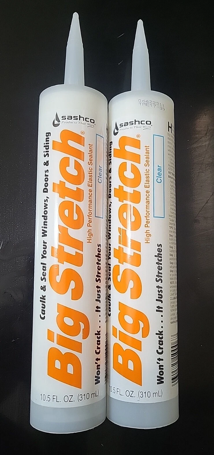 VAULT- 2 Big Stretch Acrylic Caulk Clear 10.5 Oz. Seal Windows Doors ...