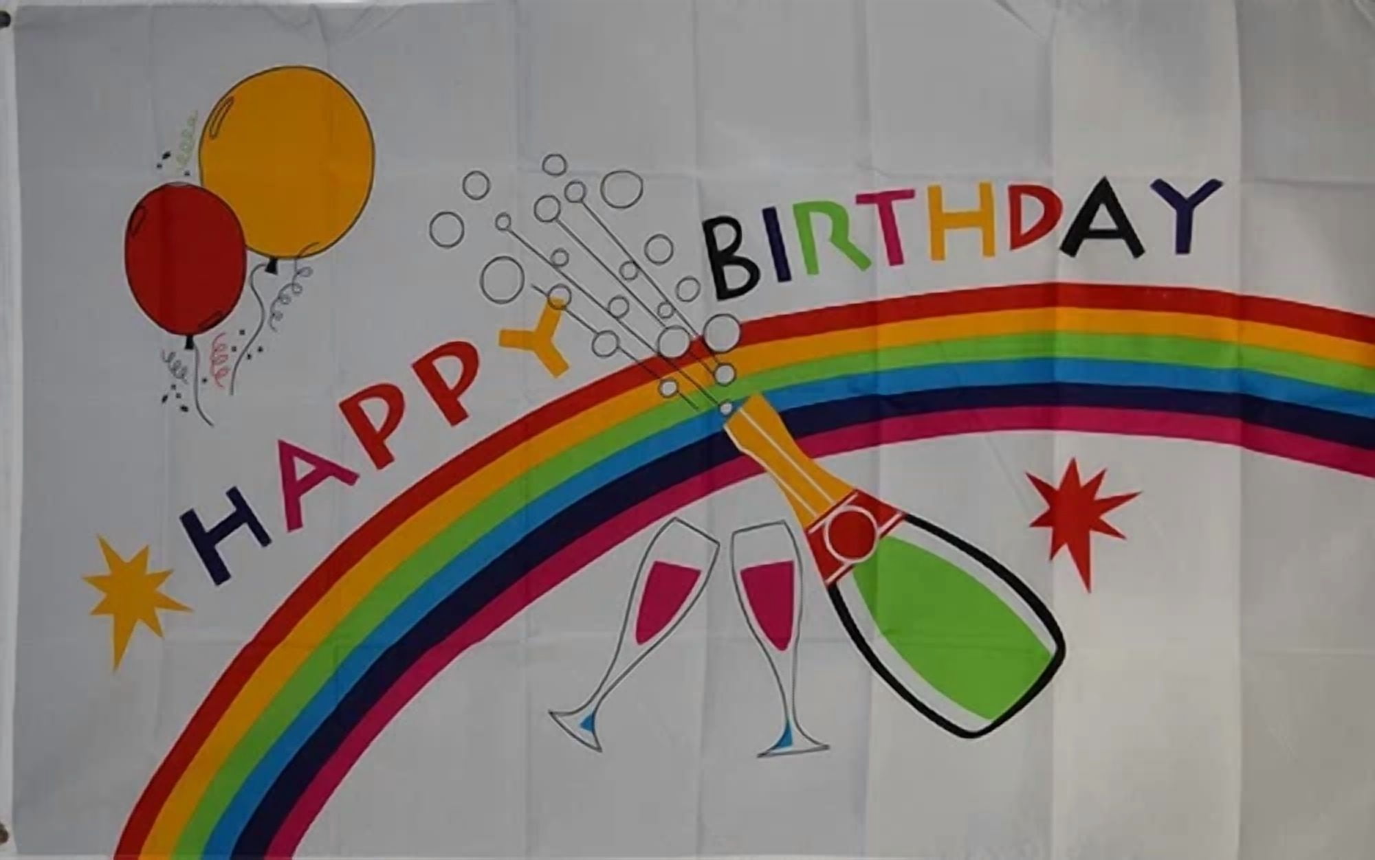 VAULT- Happy Birthday Rainbow Party Poly 3' X 5' Flag - Walmart.com