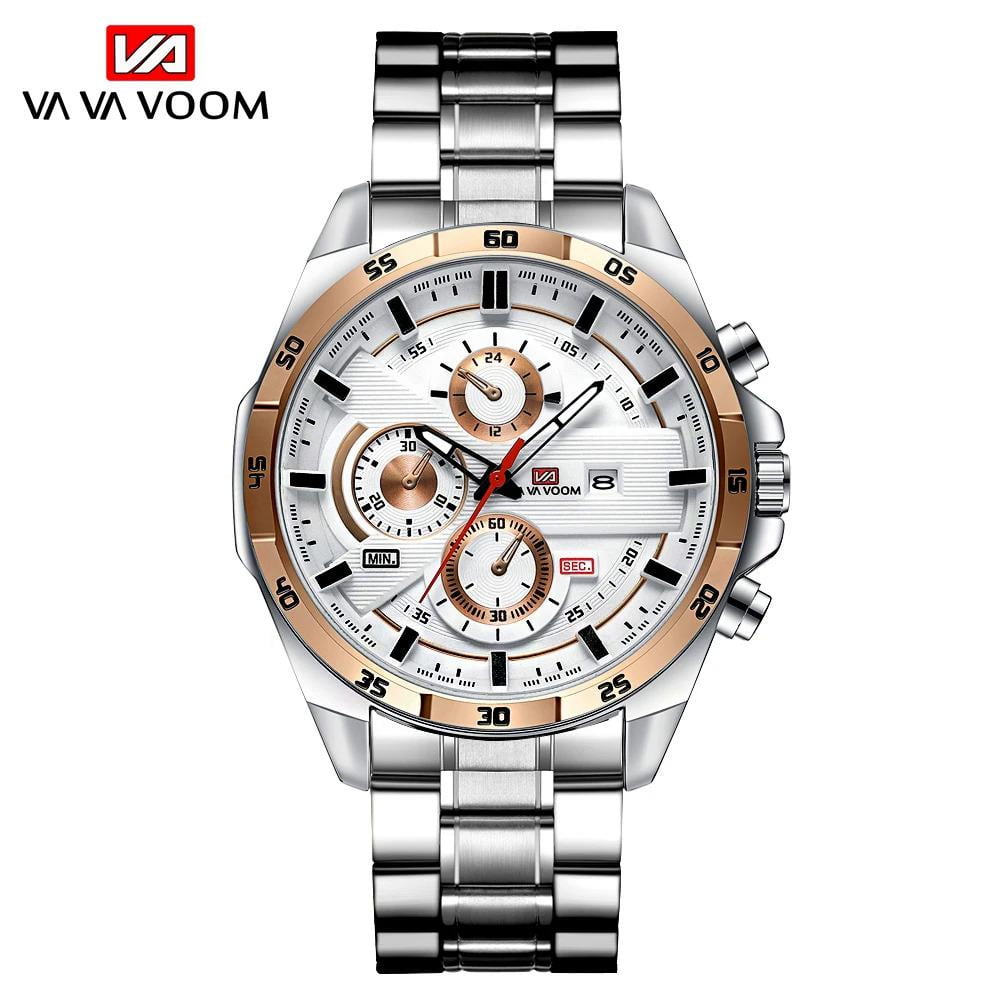 VAVA VOOM New Top Watch Mens Sport Stainless Steel Band Waterproof ...