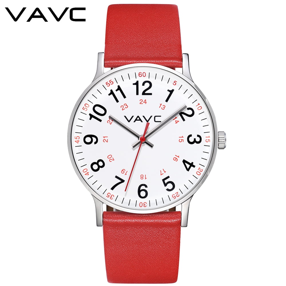 VAVC Nurse Watch Women with Big Dial 40MM Easy to Read Leather Strap ...