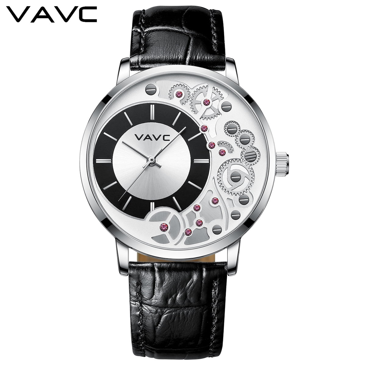 VAVC Women's Vintage 38mm Skeleton Automatic Quartz Watch with Leather ...