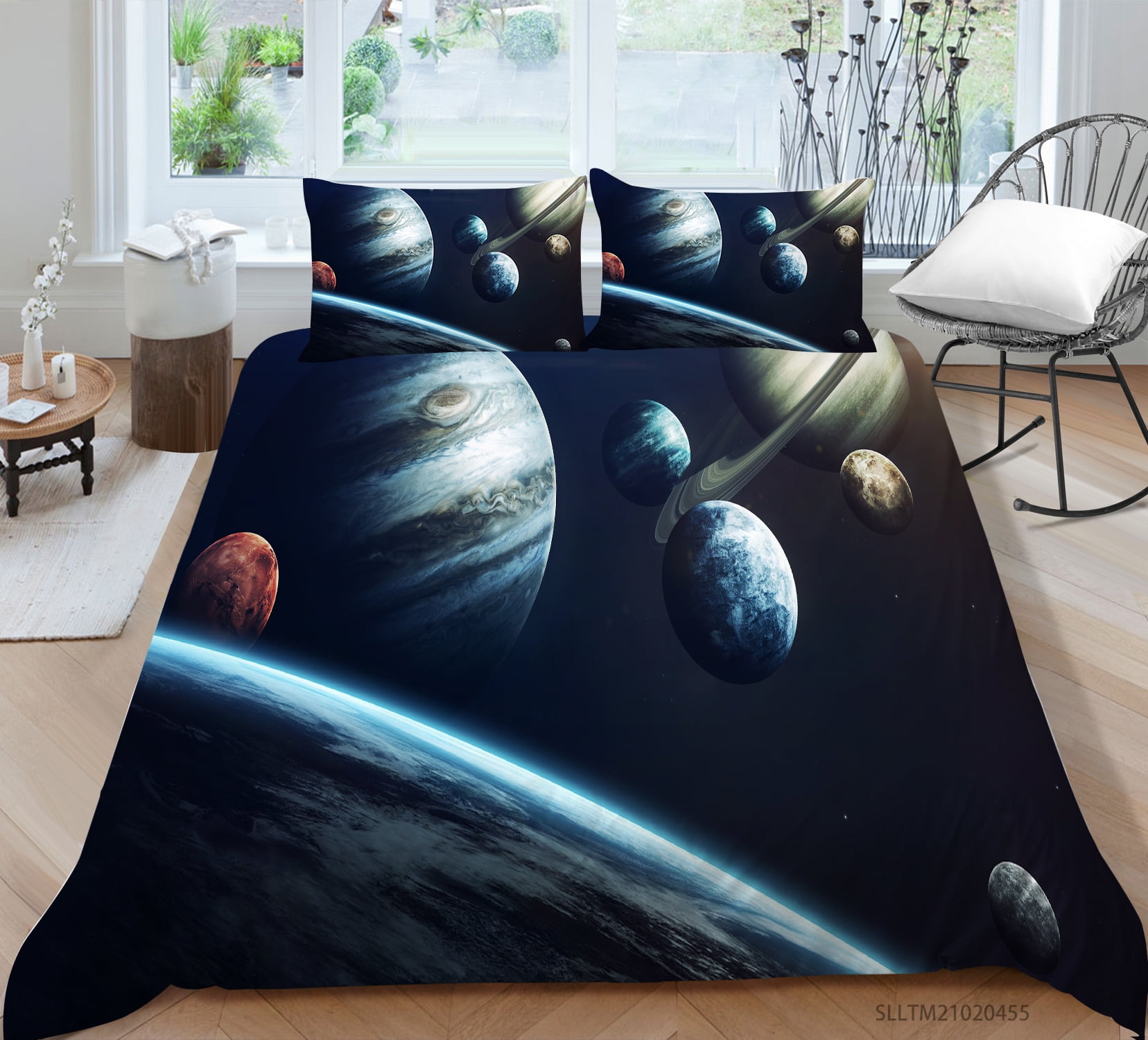 VAVIP 3D Planet Bedding Set 2/3pcs Solar System Duvet Cover Pillow Case ...