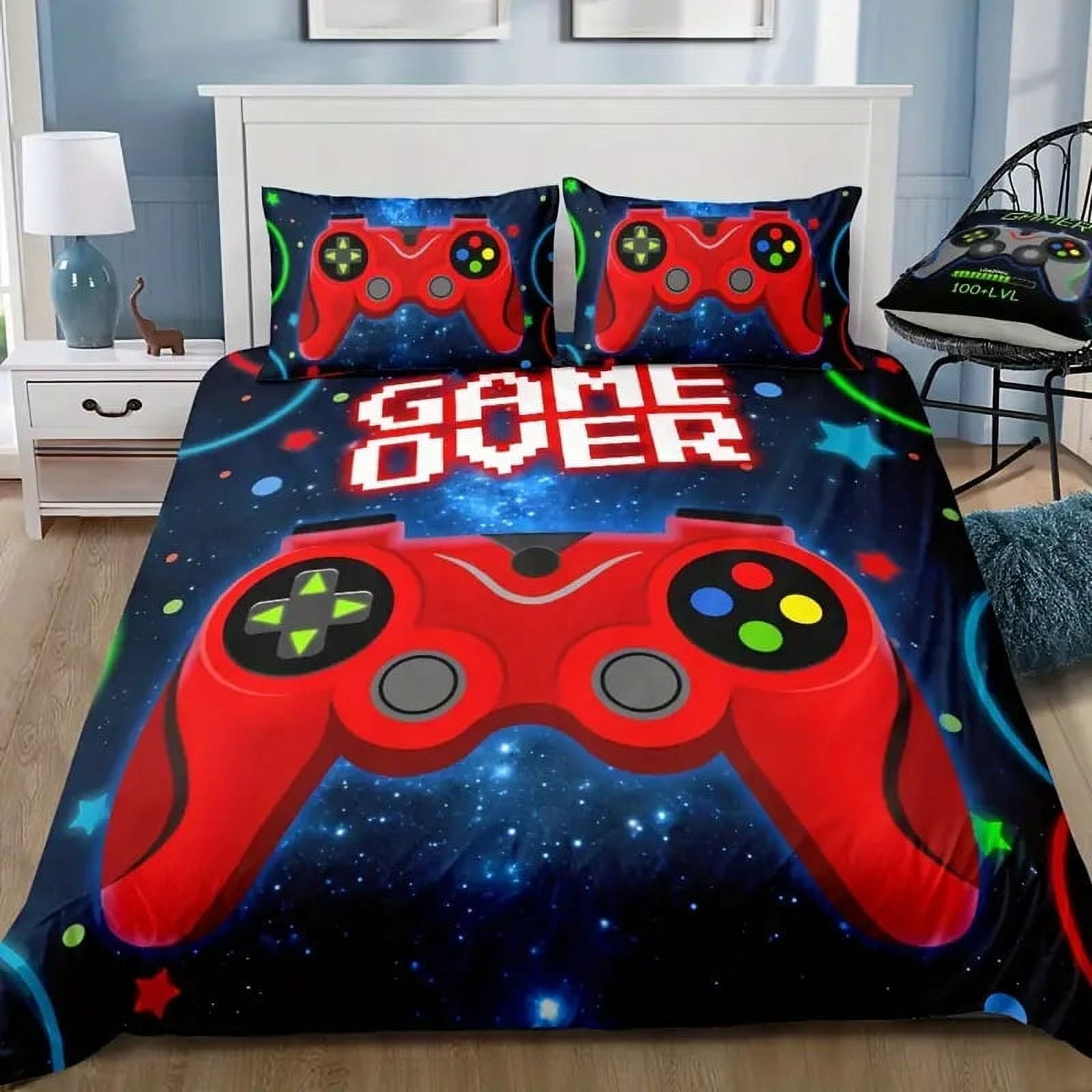 VAVIP 3D Red Game Handle Bedding Set Gamer Room Duvet Cover Pillow Case ...