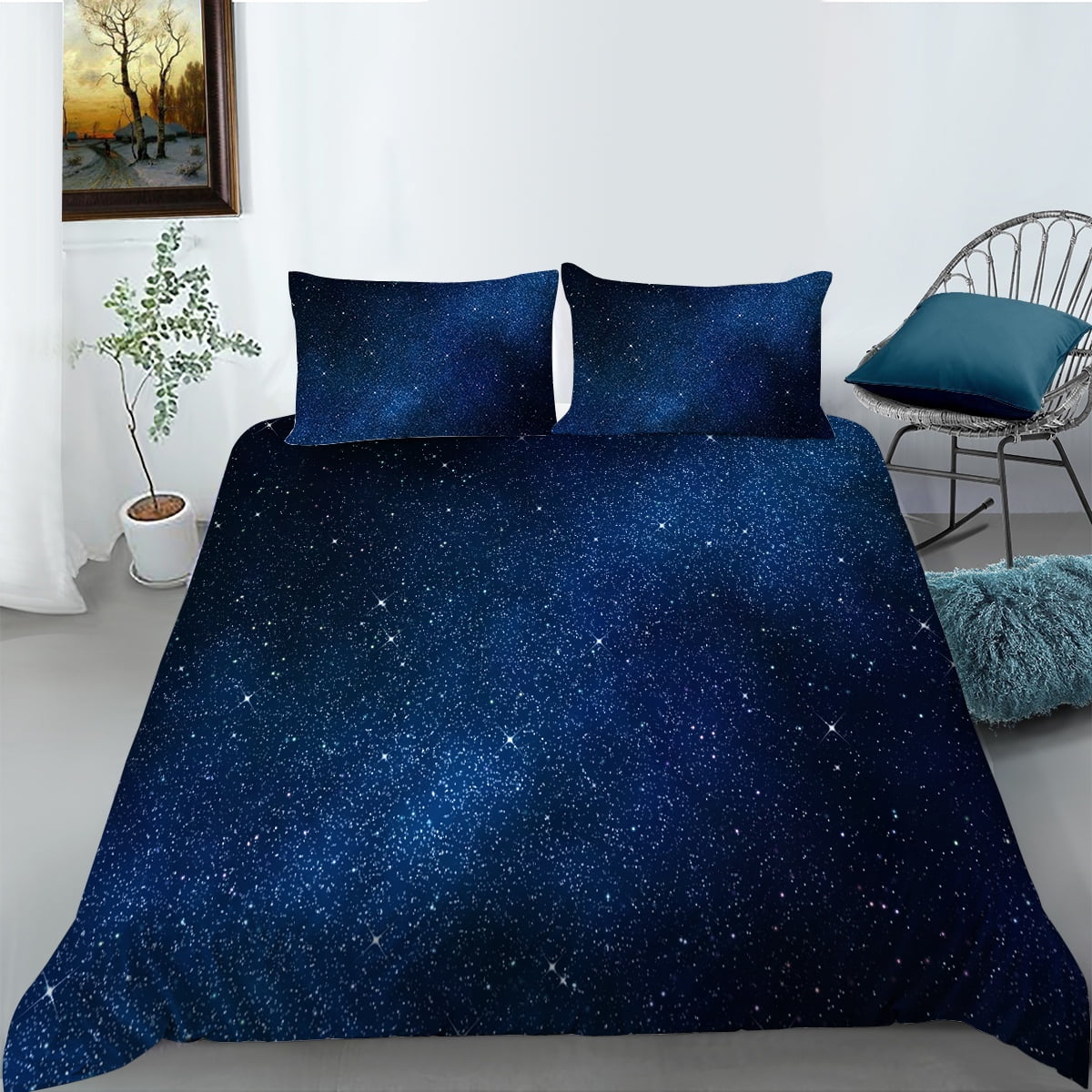 VAVIP Blue Starry Sky Bedding Set 3D Universe Duvet Cover Pillow Case 2 ...