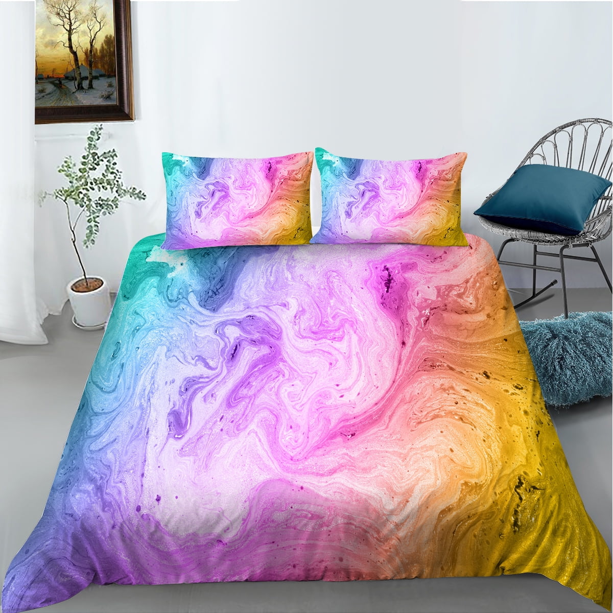 VAVIP Color Flowing Sand Bedding Set 3D Printing Skincare Soft Duvet ...