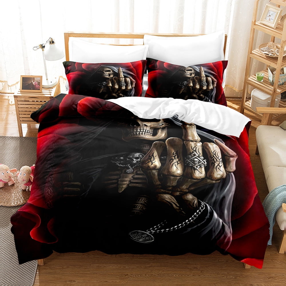 VAVIP Finger Skull Bedding Set 3D Scary Pattern Duvet Cover Pillow Case ...