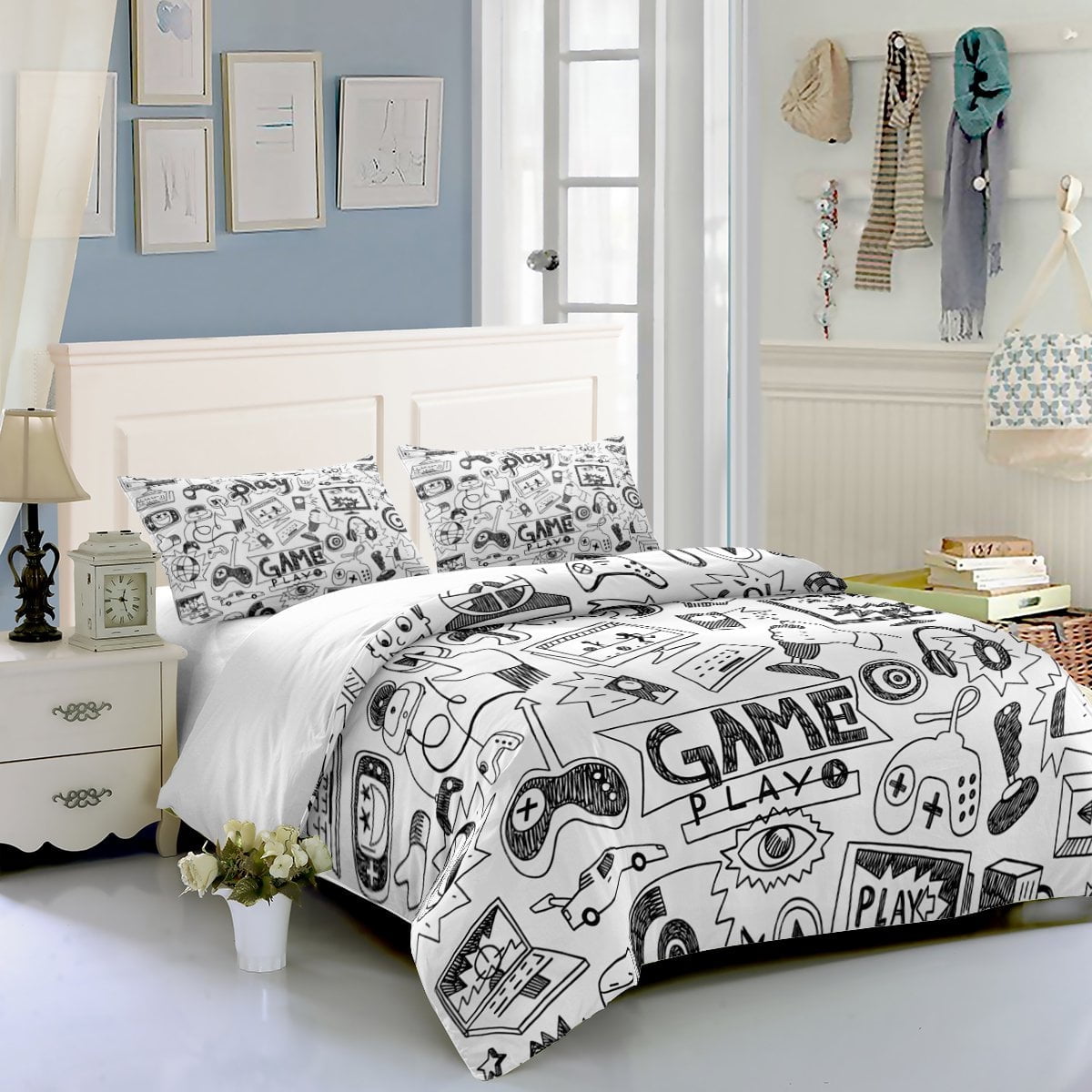 VAVIP Game Controller Bedding Set 3D Gamer Black White Duvet Cover ...