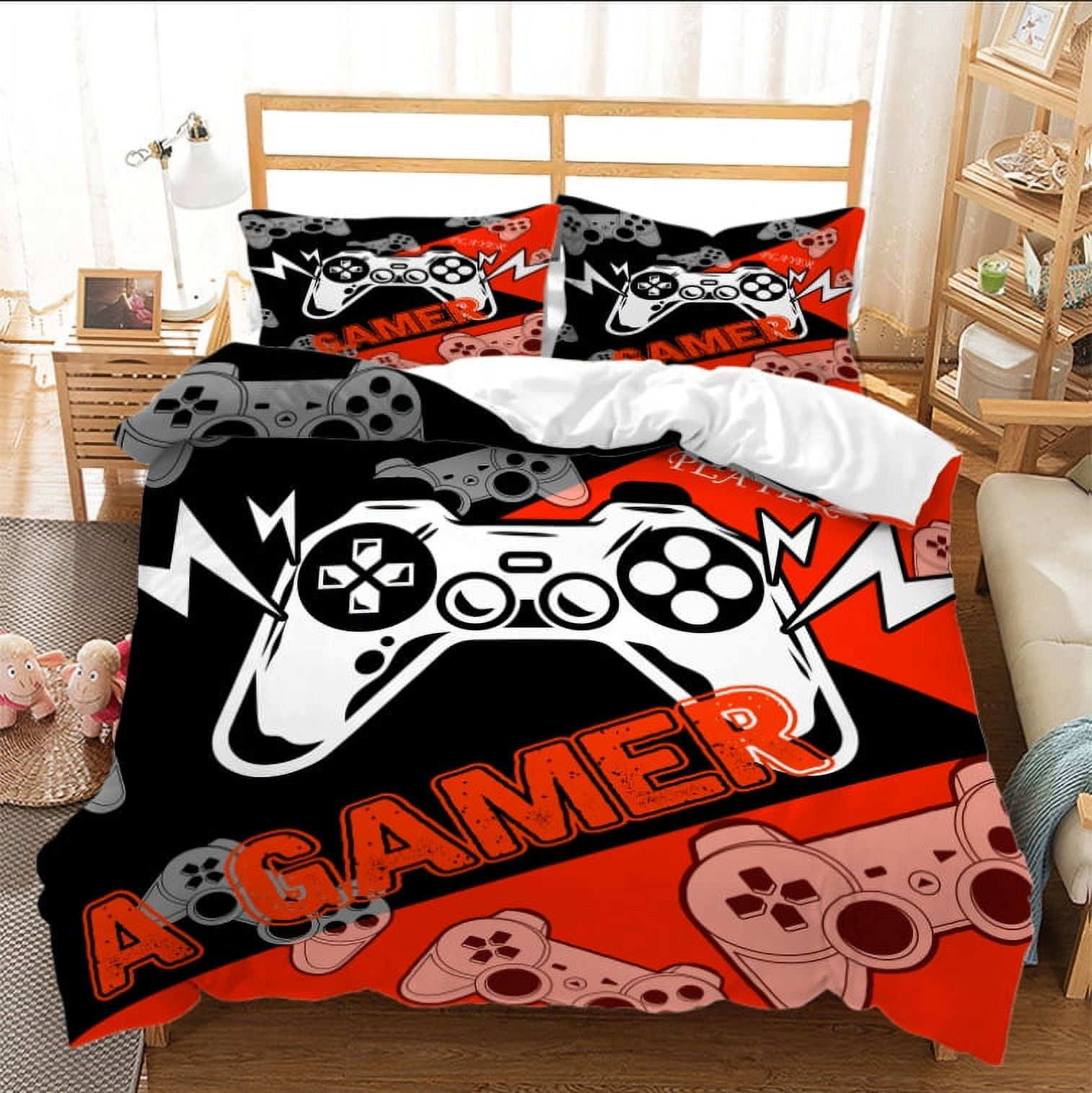 VAVIP Game Controller Bedding Set 3D Red Gaming Duvet Cover Pillowcase ...